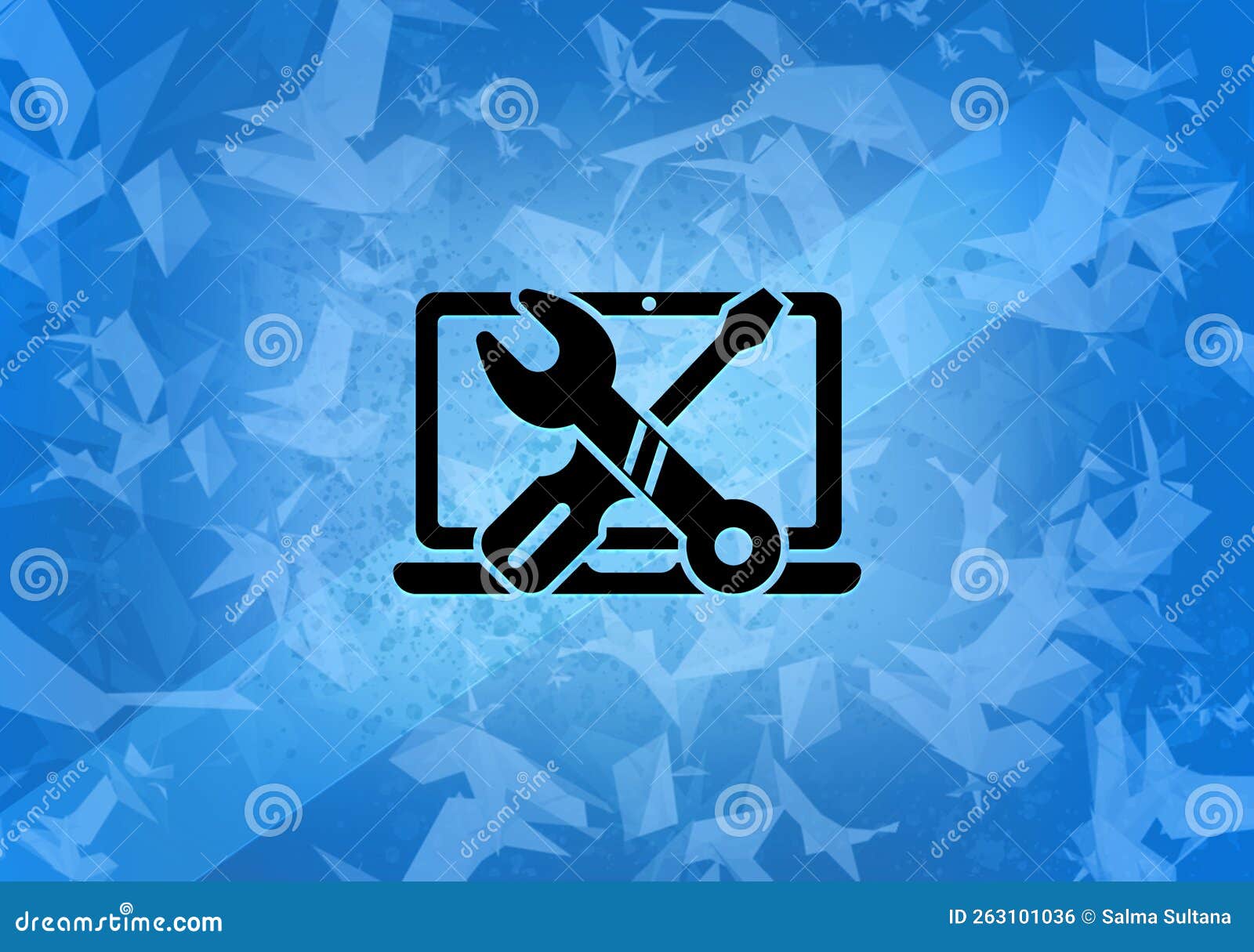 Repair Computer Aesthetic Abstract Icon On Blue Background Stock ...