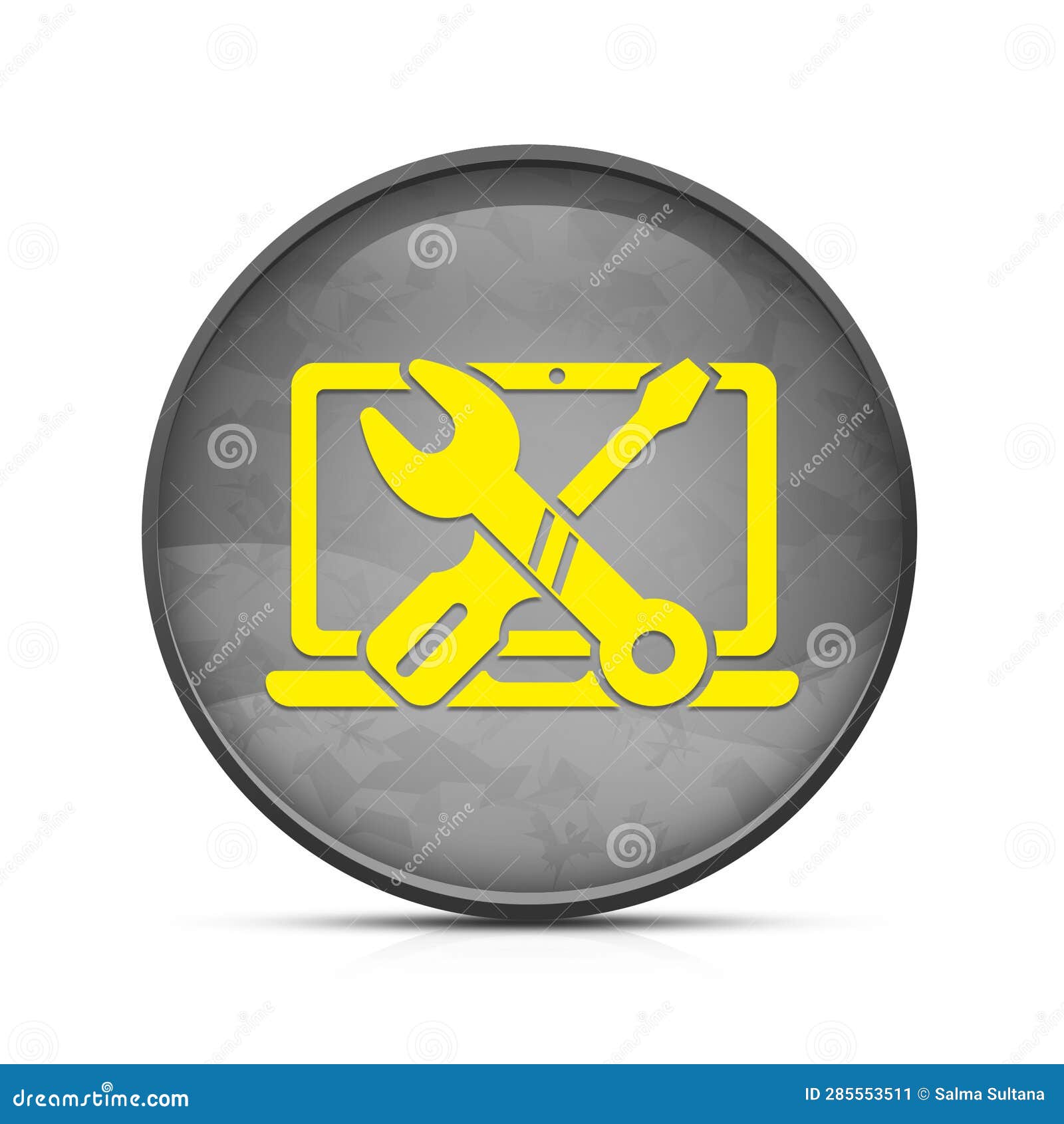 Repair Computer Icon on Classy Splash Black Round Button Illustration ...