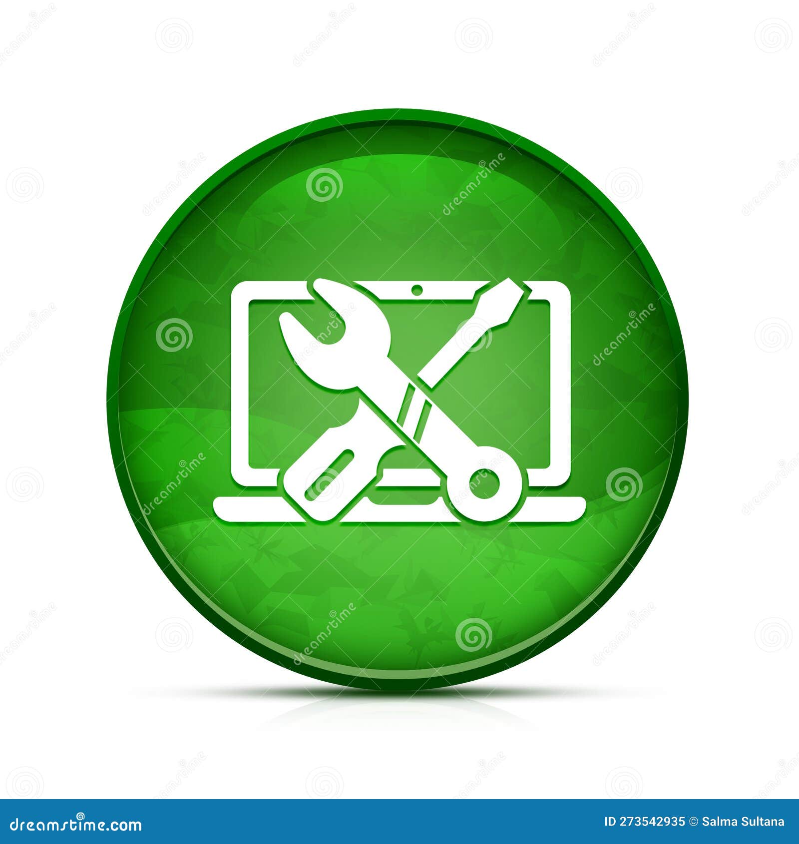 Repair Computer Icon on Classy Splash Green Round Button Illustration ...