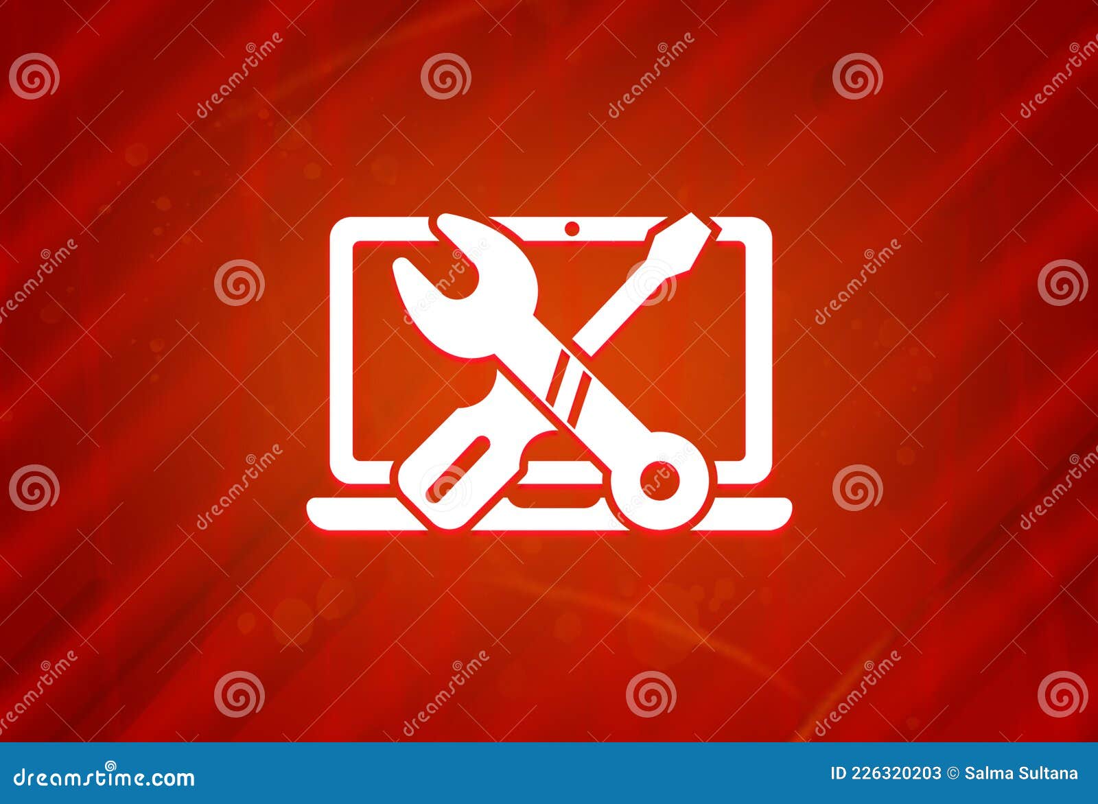Repair Computer Icon Isolated on Abstract Red Gradient Magnificence ...