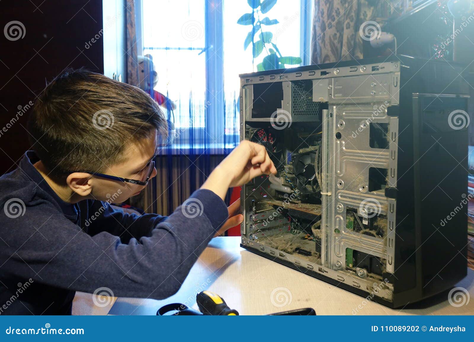 Repair of Computers at Home. Stock Photo - Image of indoors ...