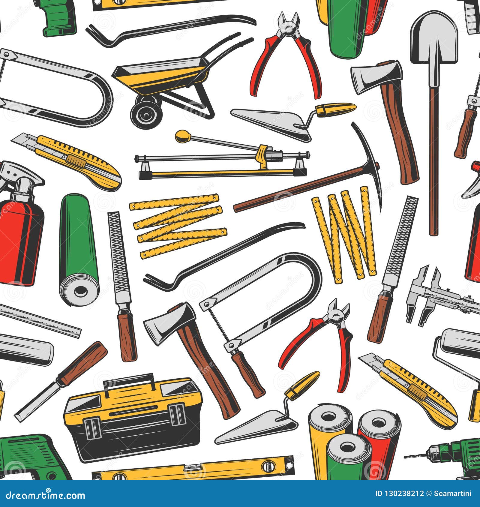Repair Tools Seamless Pattern, Work Instruments Stock Vector ...