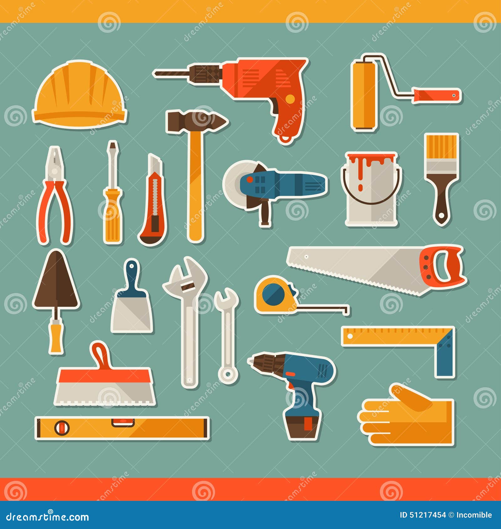 Repair and Construction Working Tools Sticker Icon Stock Vector ...
