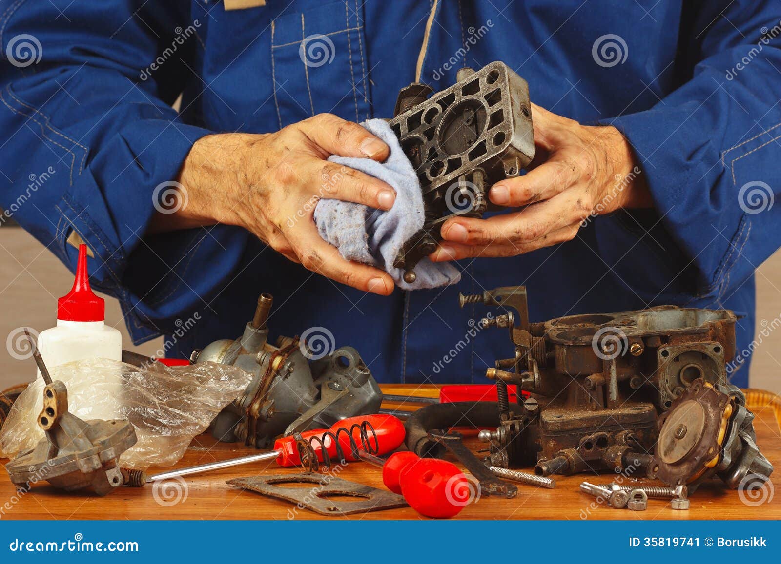 Repair of Details Old Automotive Engine in Workshop Stock Image - Image ...