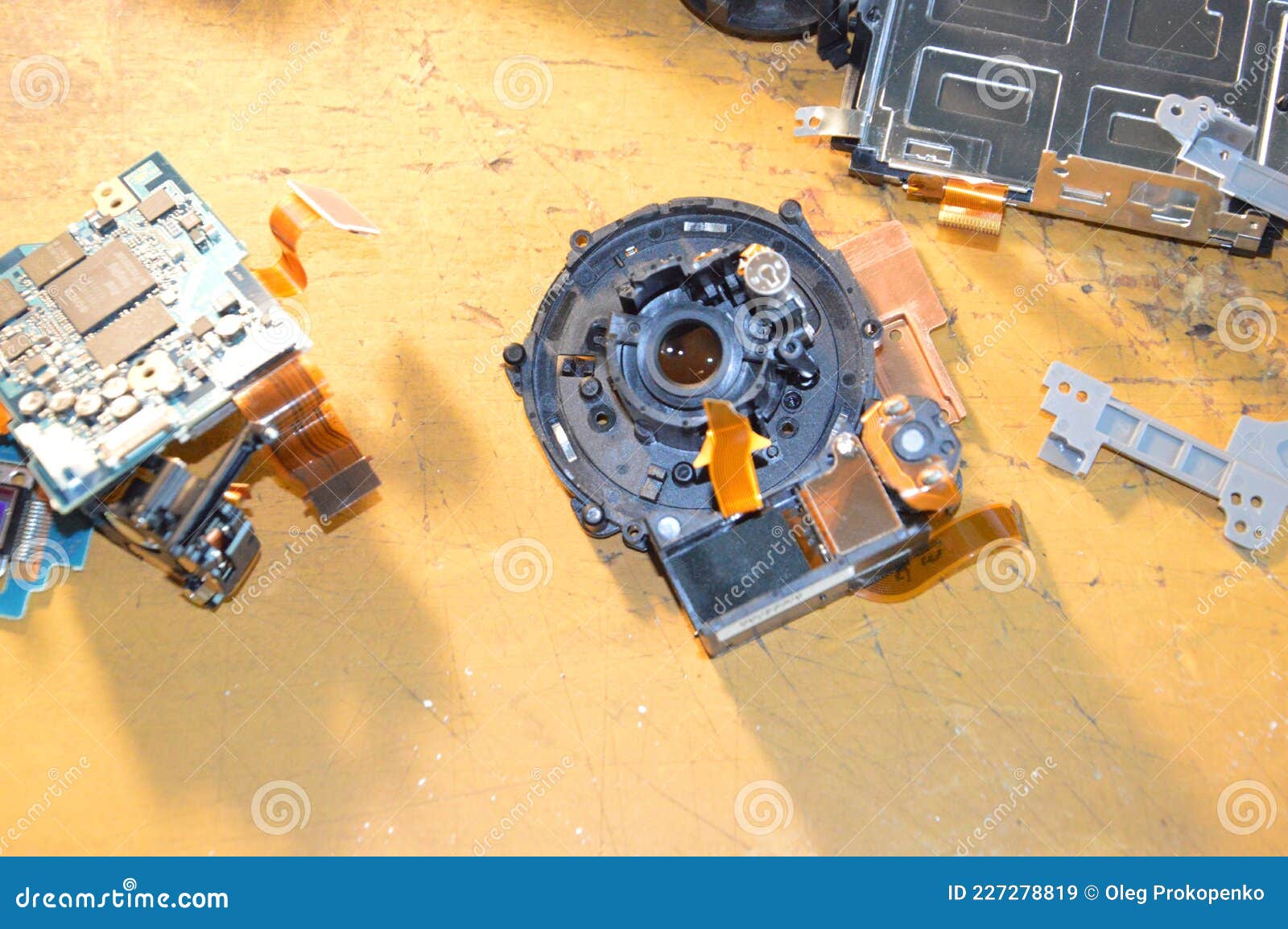 Repair and Disassembly of a Digital Camera Stock Image - Image of optic ...