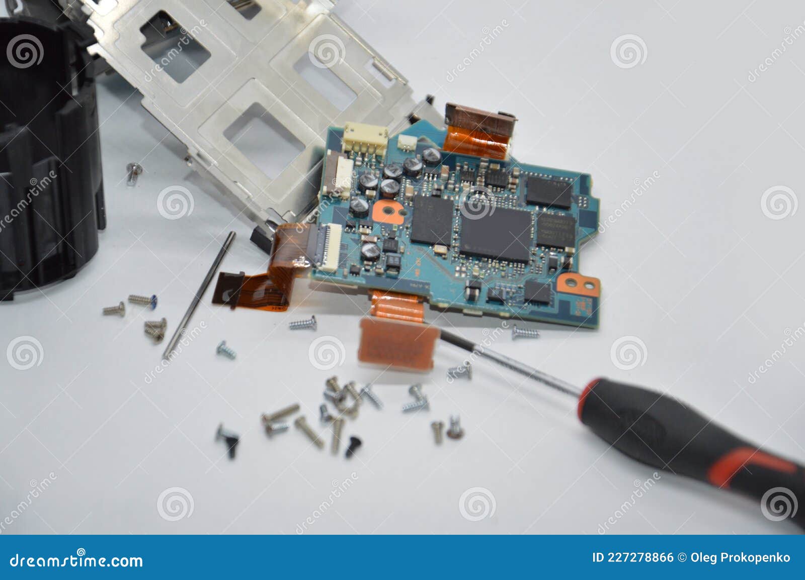 Repair and Disassembly of a Digital Camera Stock Photo - Image of ...