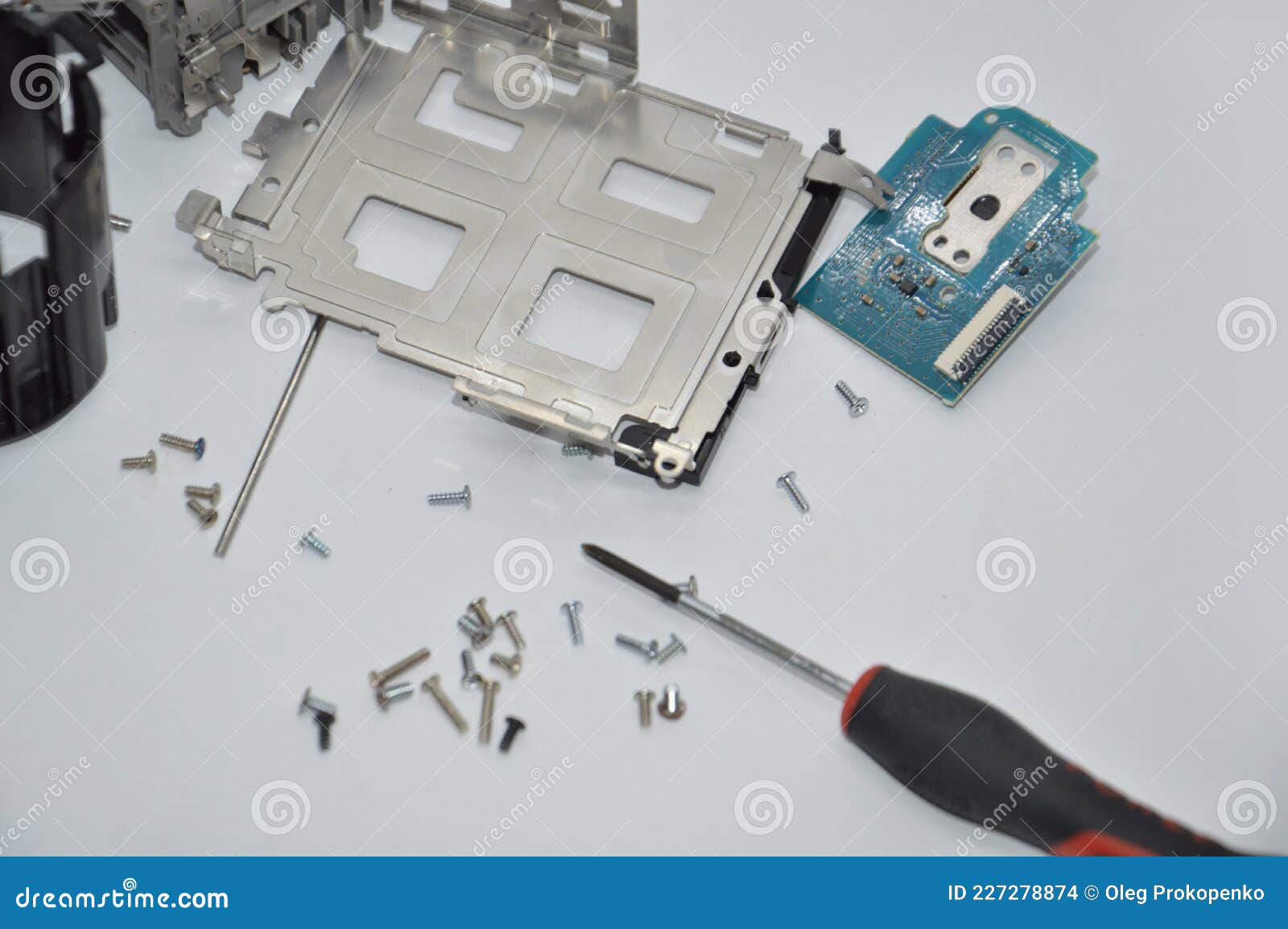 Repair and Disassembly of a Digital Camera Stock Photo - Image of ...