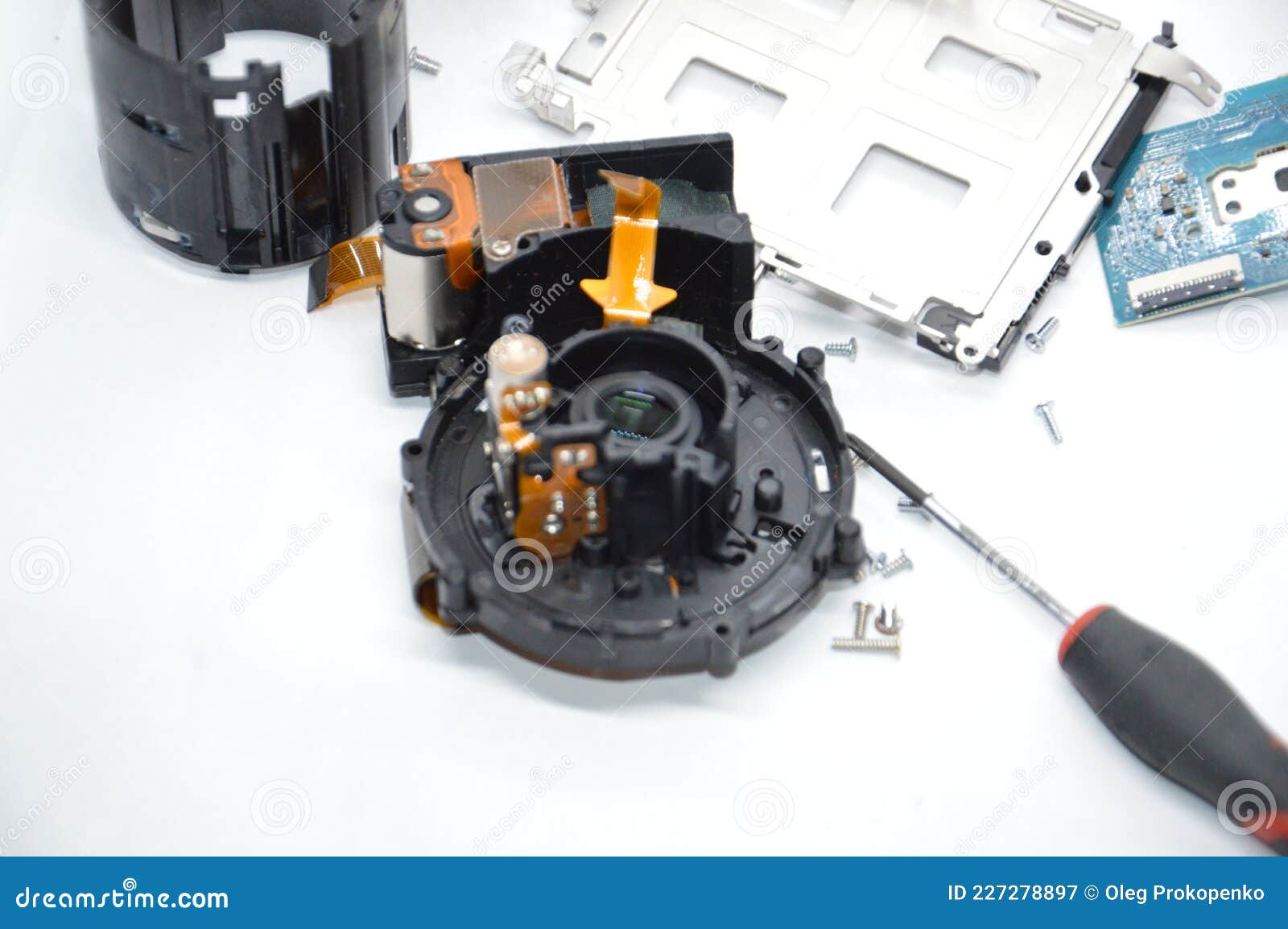 Repair and Disassembly of a Digital Camera Stock Image - Image of tool ...