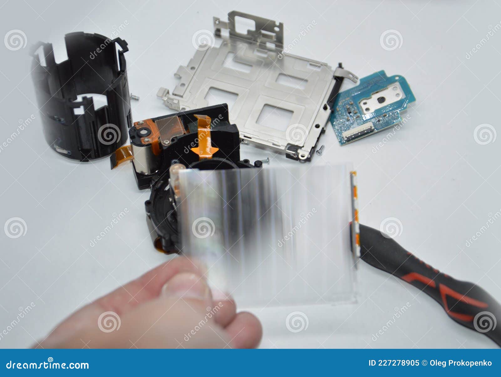 Repair and Disassembly of a Digital Camera Stock Image - Image of optic ...