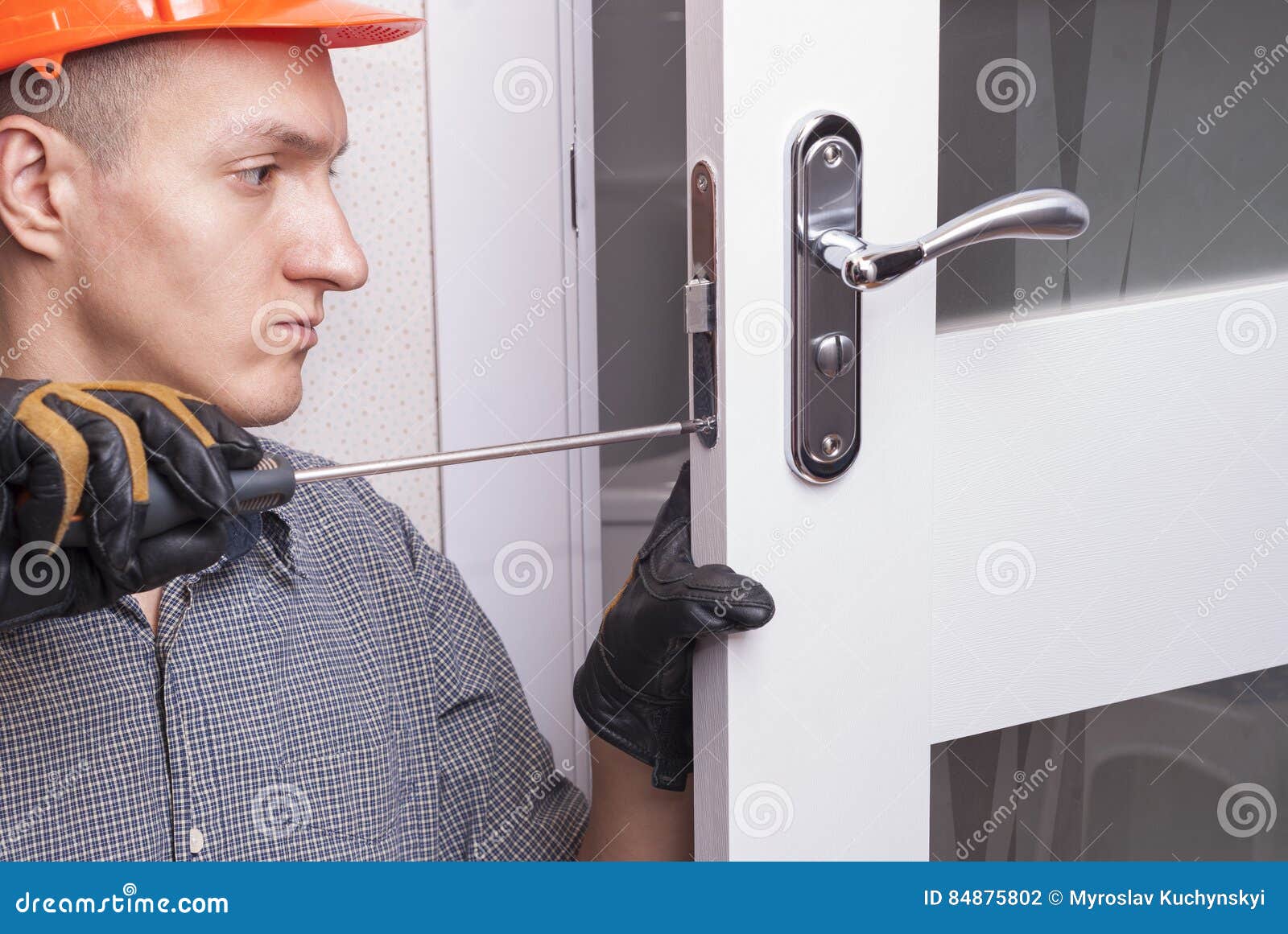 Repair door lock stock photo. Image of white, lifestyle - 84875802