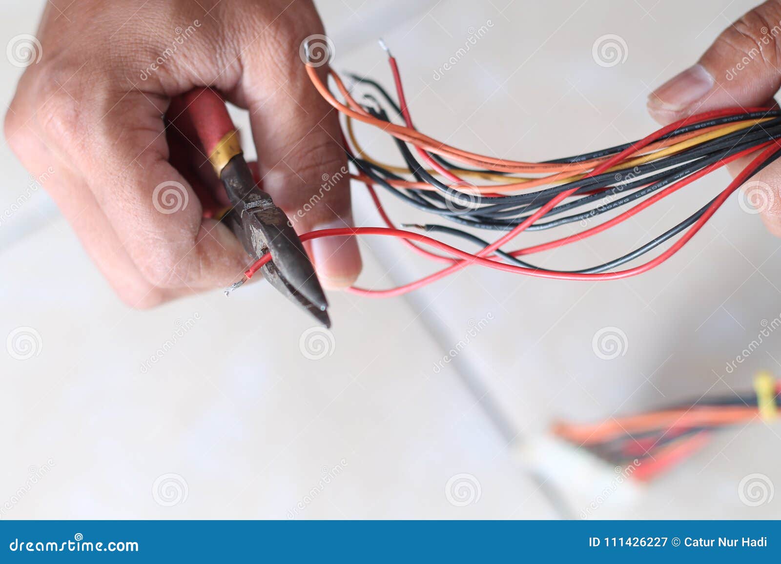 Repair Of Electrical Outlets. Wire Drawing With A Screwdriver Royalty ...