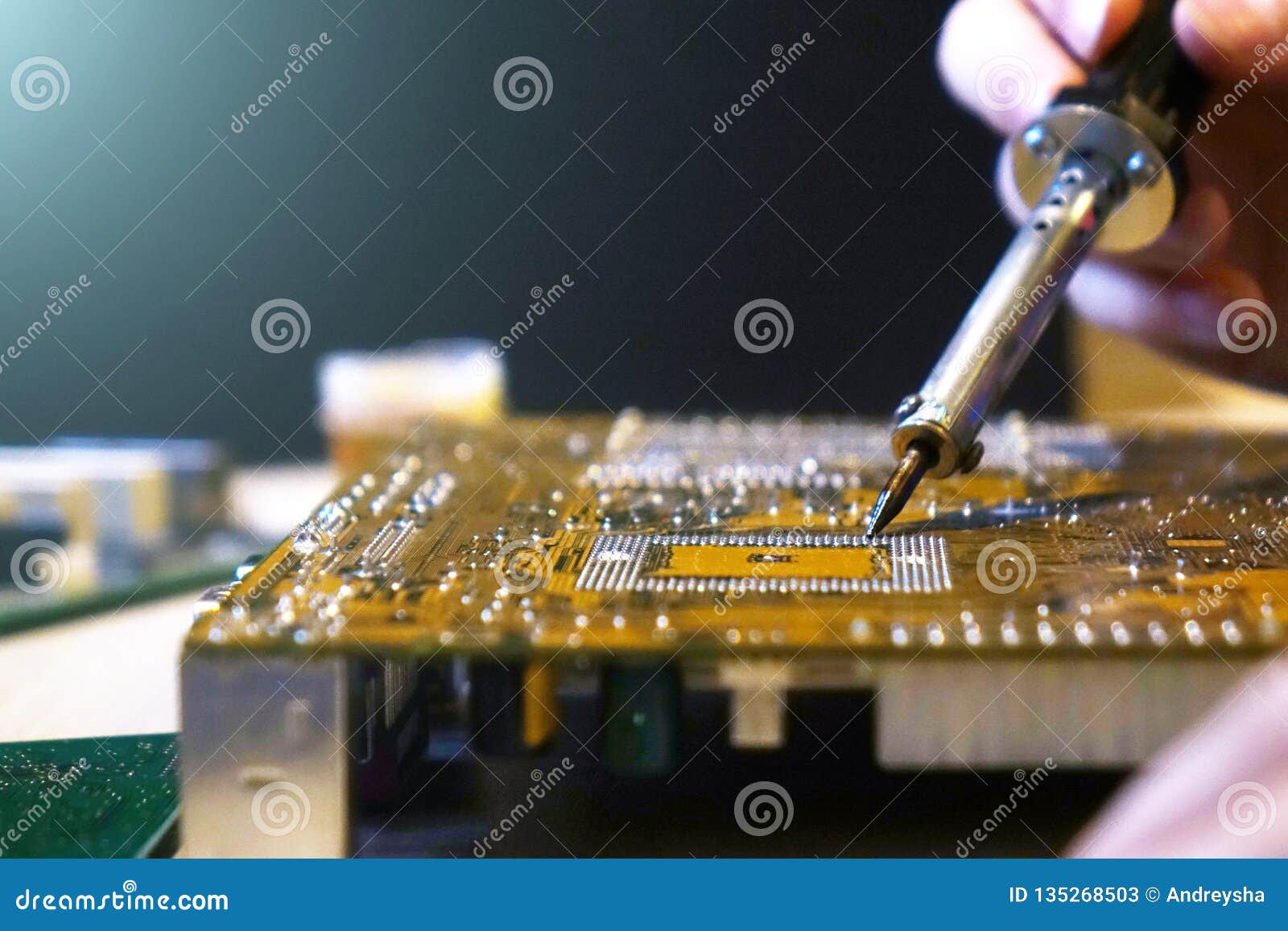 Repair of Electronic Devices and Printed Circuit Boards. Stock Image ...