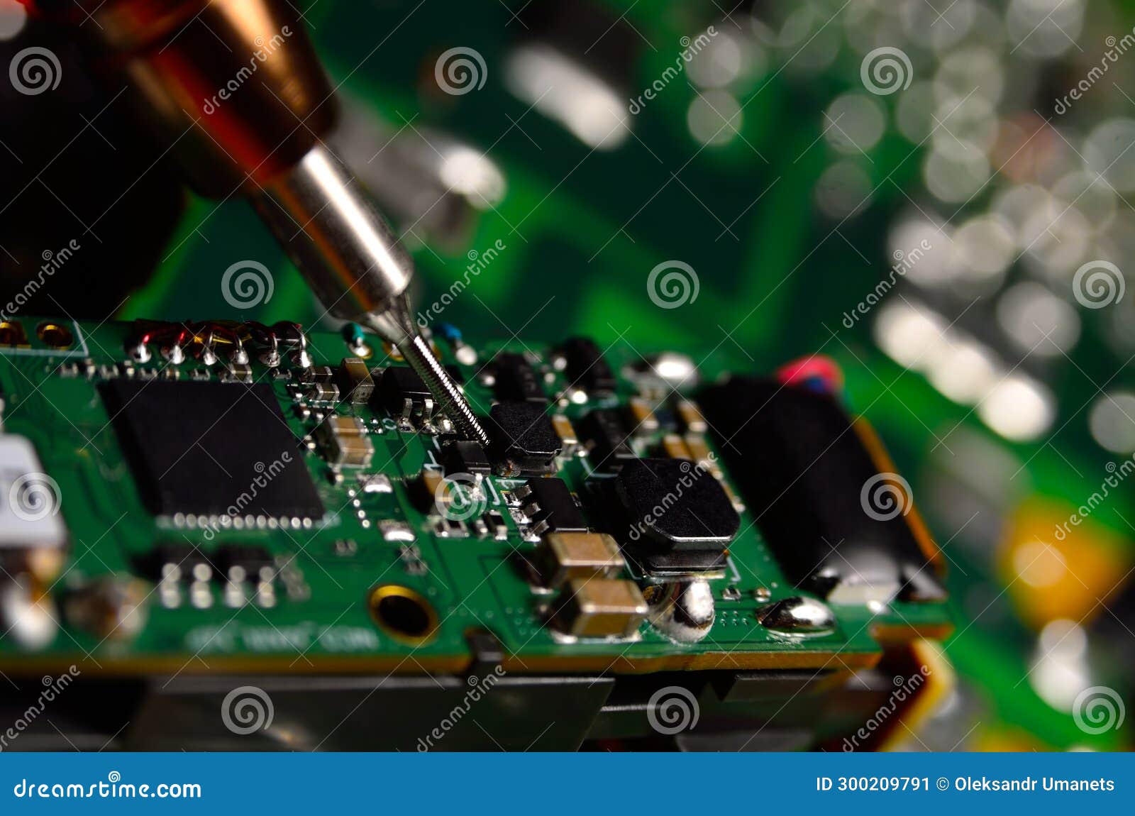 Repair of Electronics, Microchips and Microcircuits Close-up Stock ...