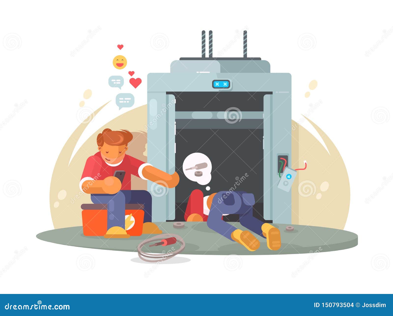 Repair Elevator Cartoon Vector | CartoonDealer.com #218076529