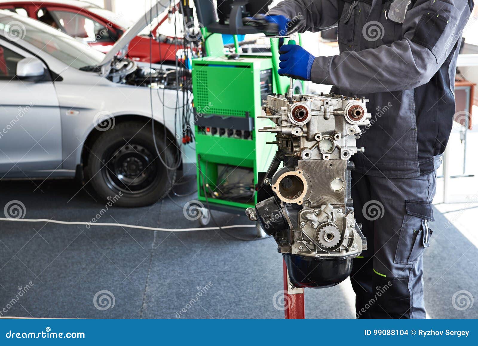 Repair of Engine in Car Workshop Stock Photo - Image of color, repair ...