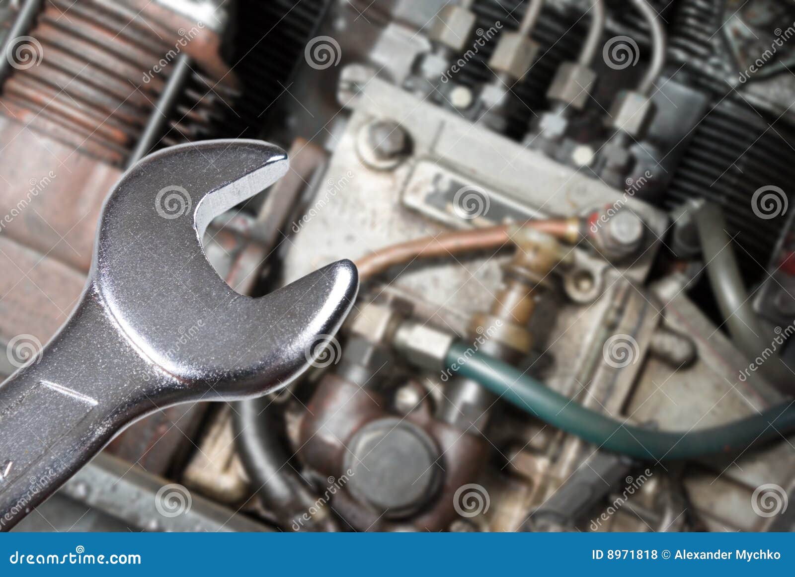 Repair of the Engine. a Hand with the Tool Stock Photo - Image of ...