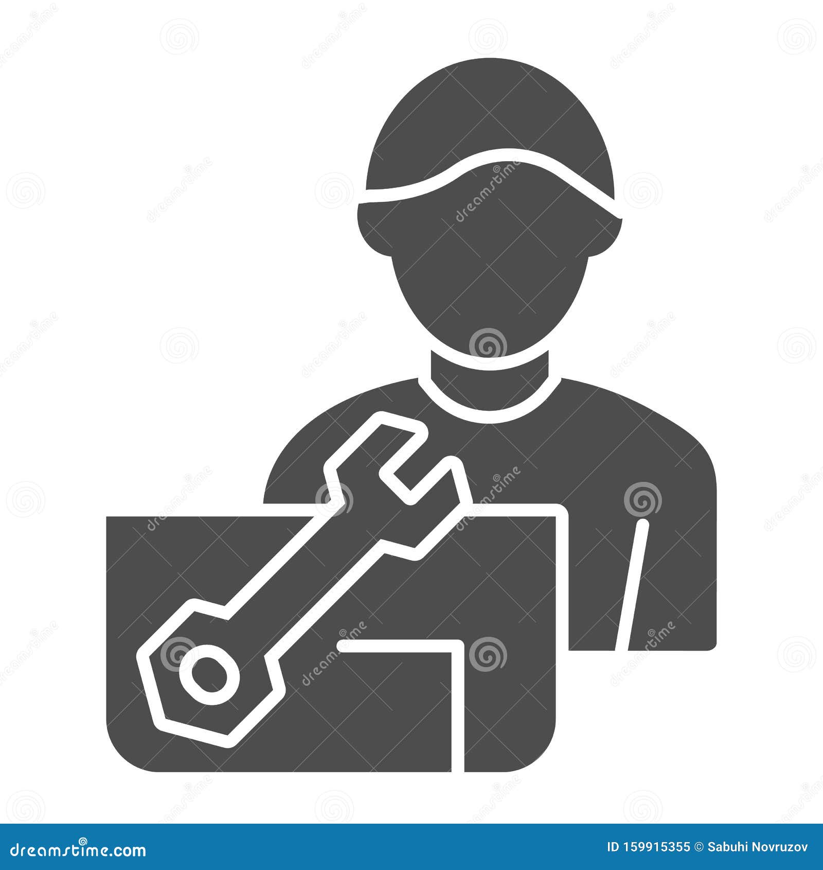 Repair Engineer Solid Icon. Worker Man Vector Illustration Isolated on ...