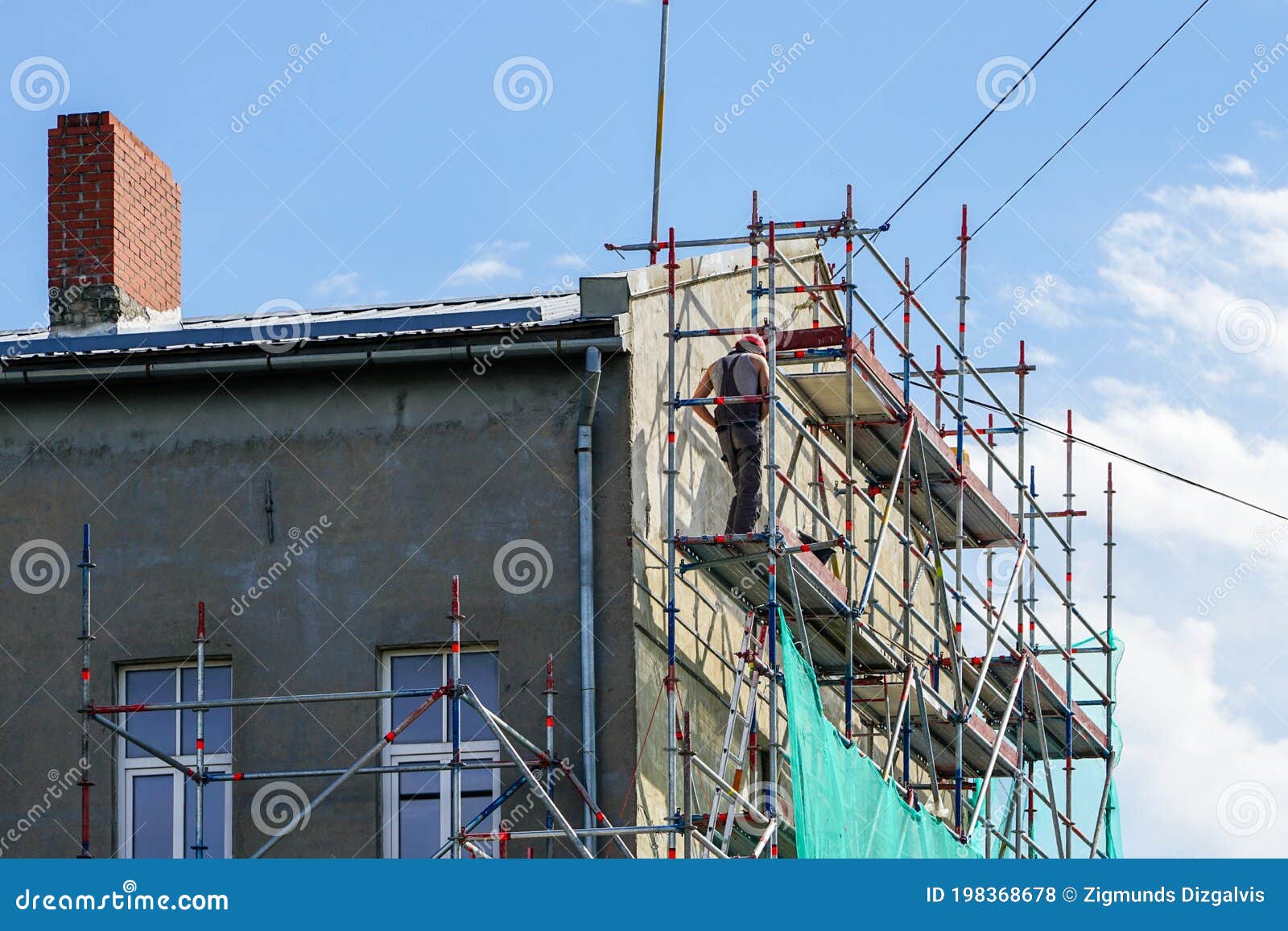 Repair of the Facade of a Residential House Using Scaffolding Stock ...