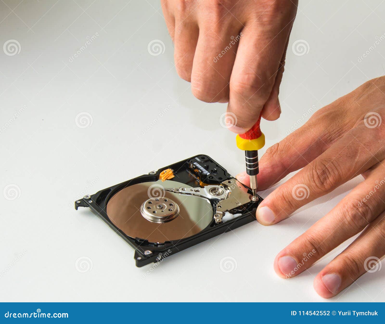 Repair HDD Using Screwdriver Stock Photo - Image of electronic, close ...