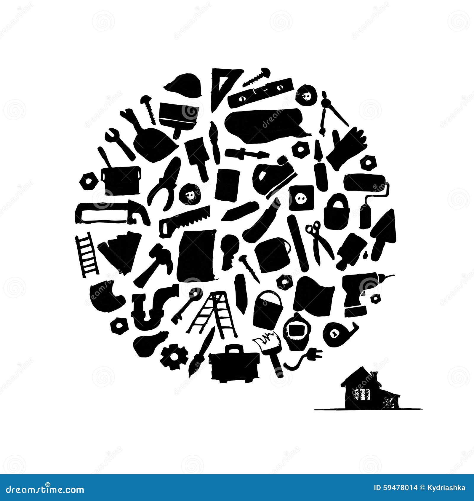 Repair Home Background, Sketch for Your Design Stock Vector ...