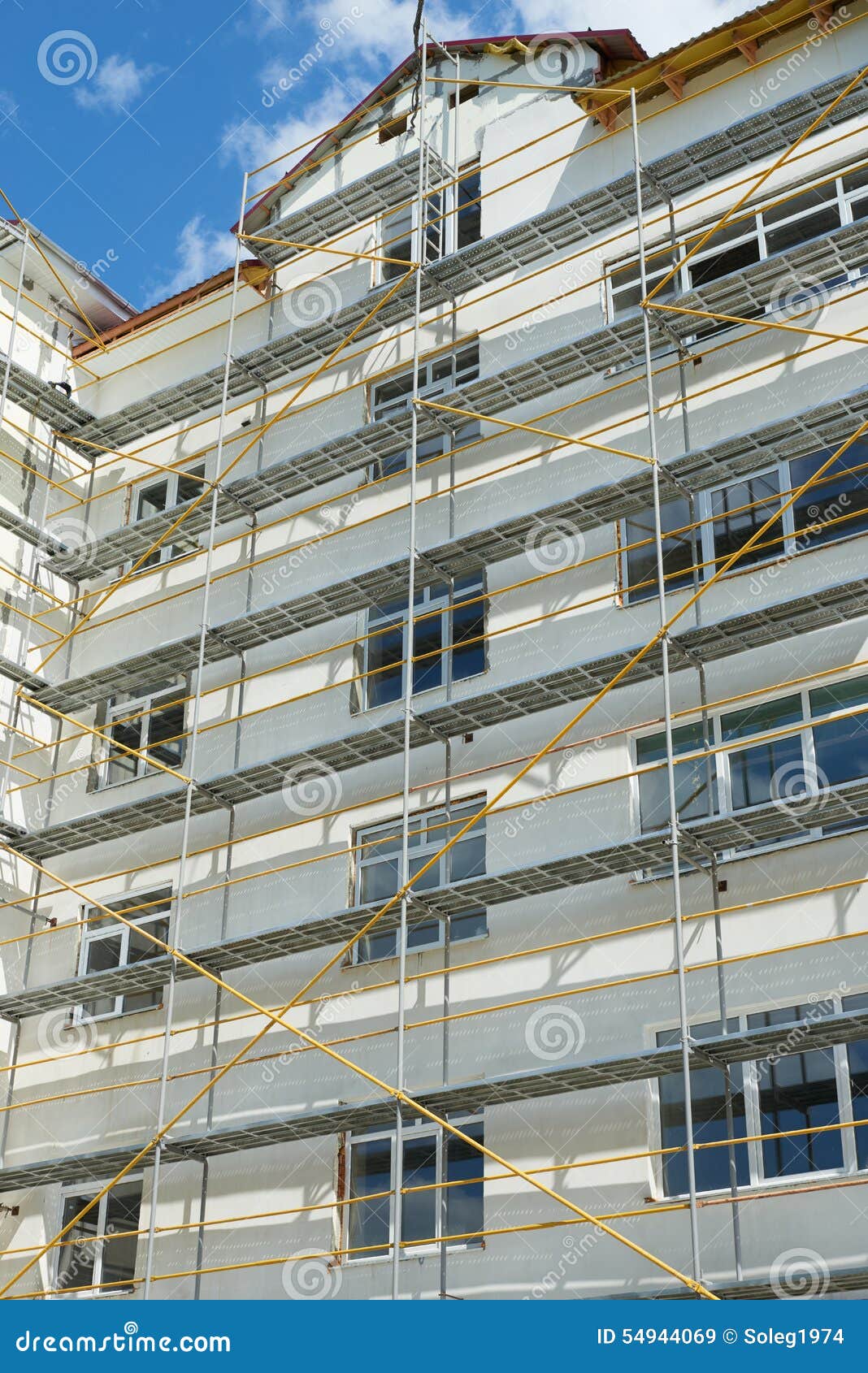 Repair home scaffolding stock image. Image of construction - 54944069