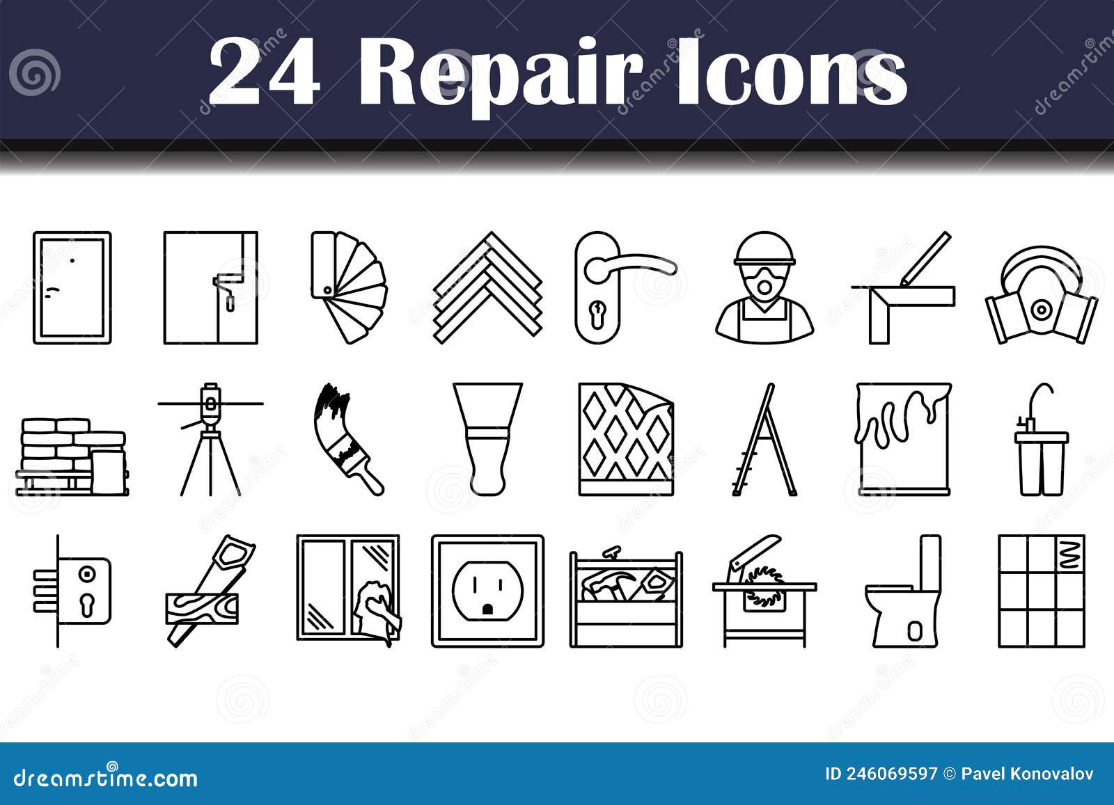 Repair Icon Set stock vector. Illustration of instrument - 246069597