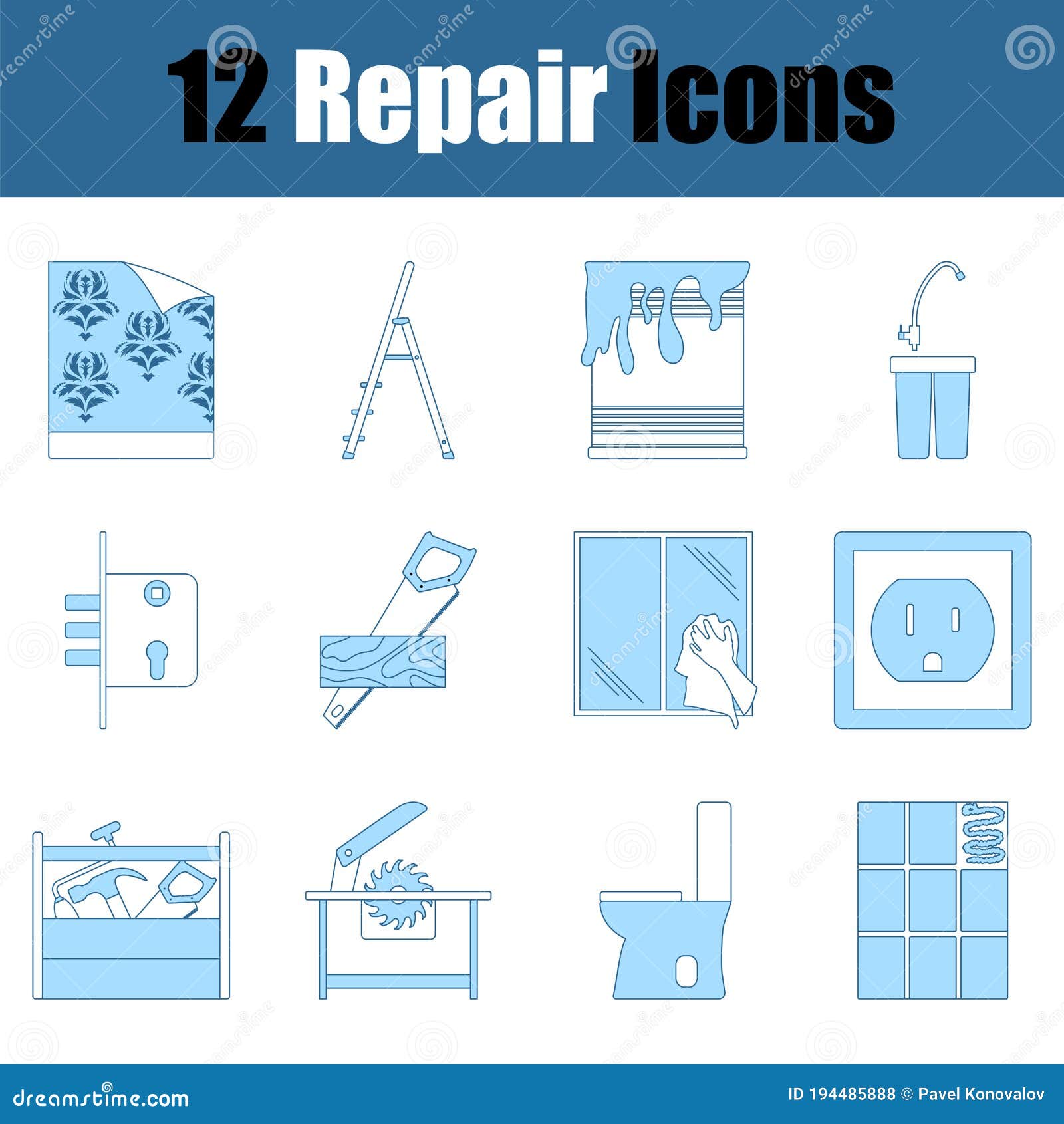 Repair Icon Set stock vector. Illustration of laser - 194485888