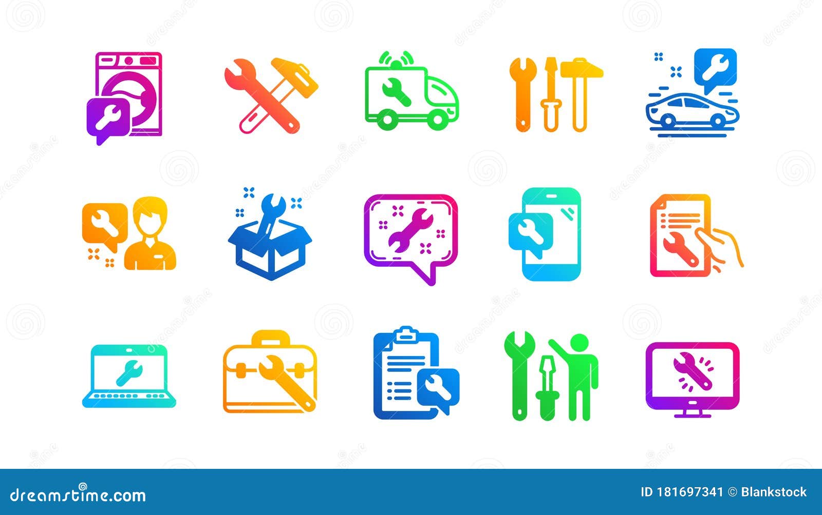 Repair Icons. Hammer, Screwdriver and Spanner Tool. Classic Icon Set ...