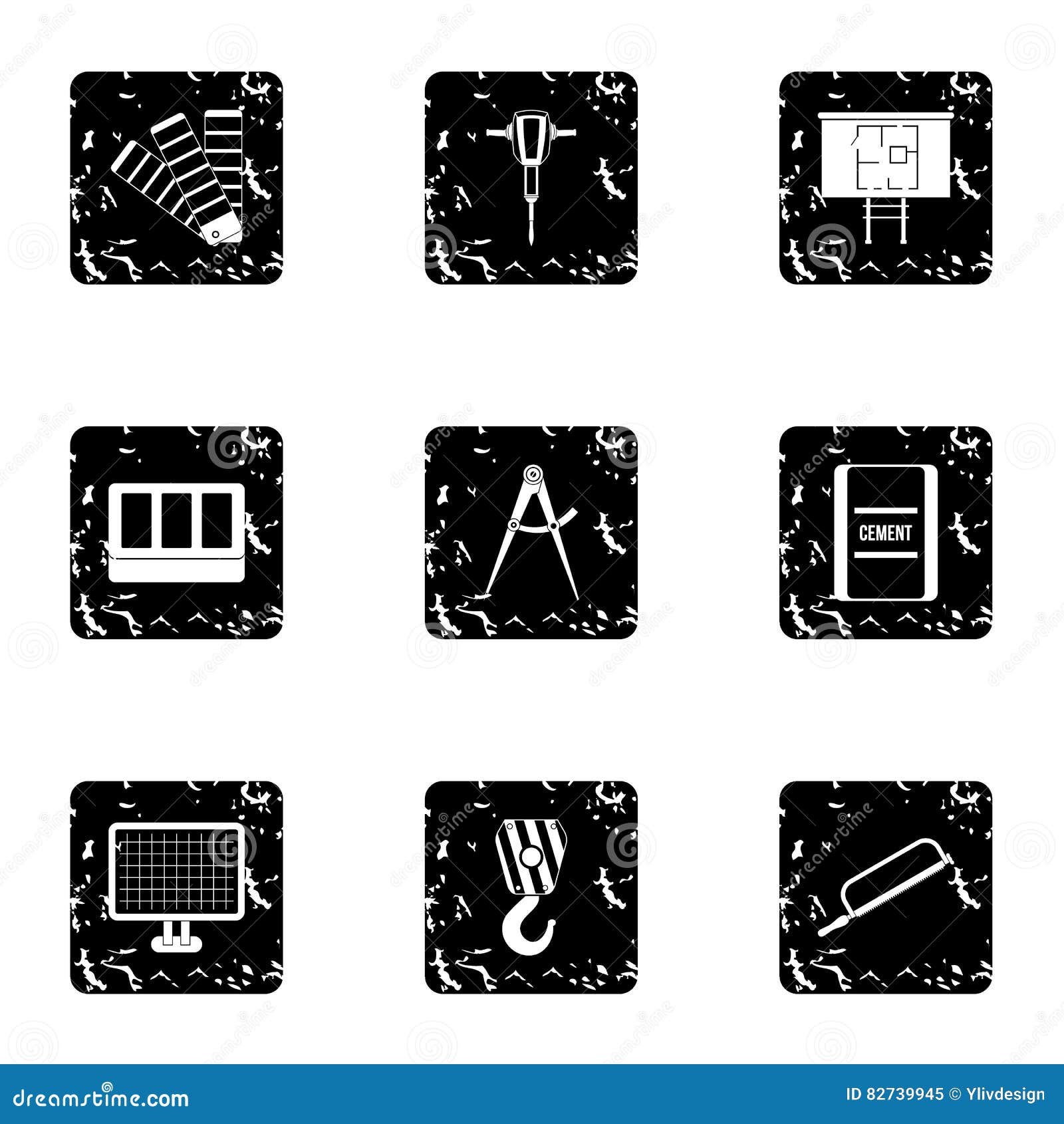 Repair Icons Set, Grunge Style Stock Vector - Illustration of equipment ...