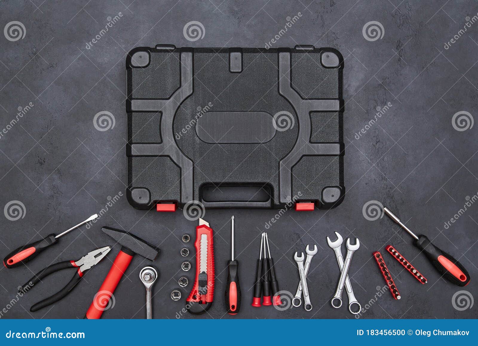 Repair Instruments Around Black Toolbox. Craftsmans Tools. Renovation ...