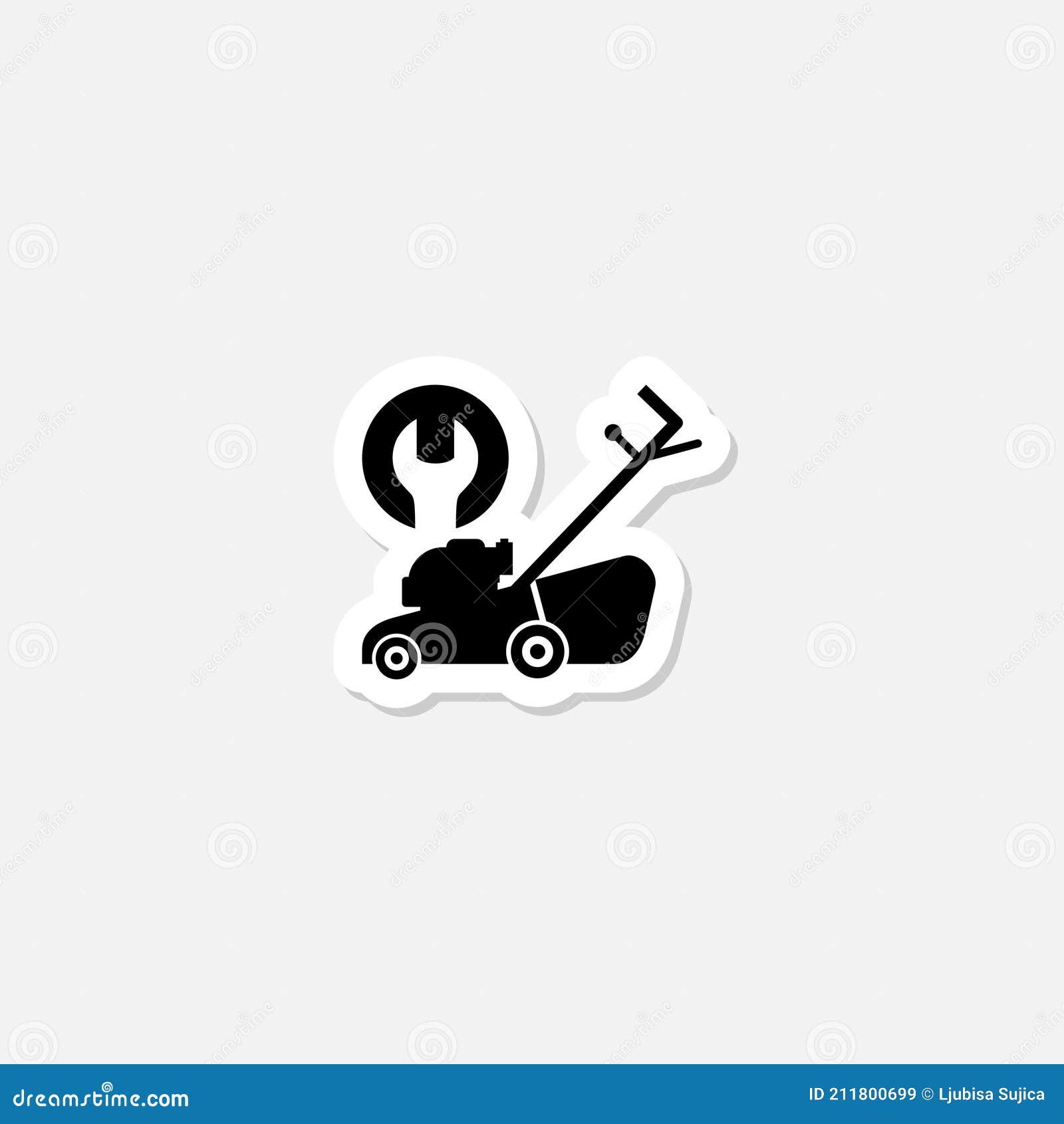 Repair of Lawn Mower Glyph Sticker Icon Stock Vector - Illustration of ...