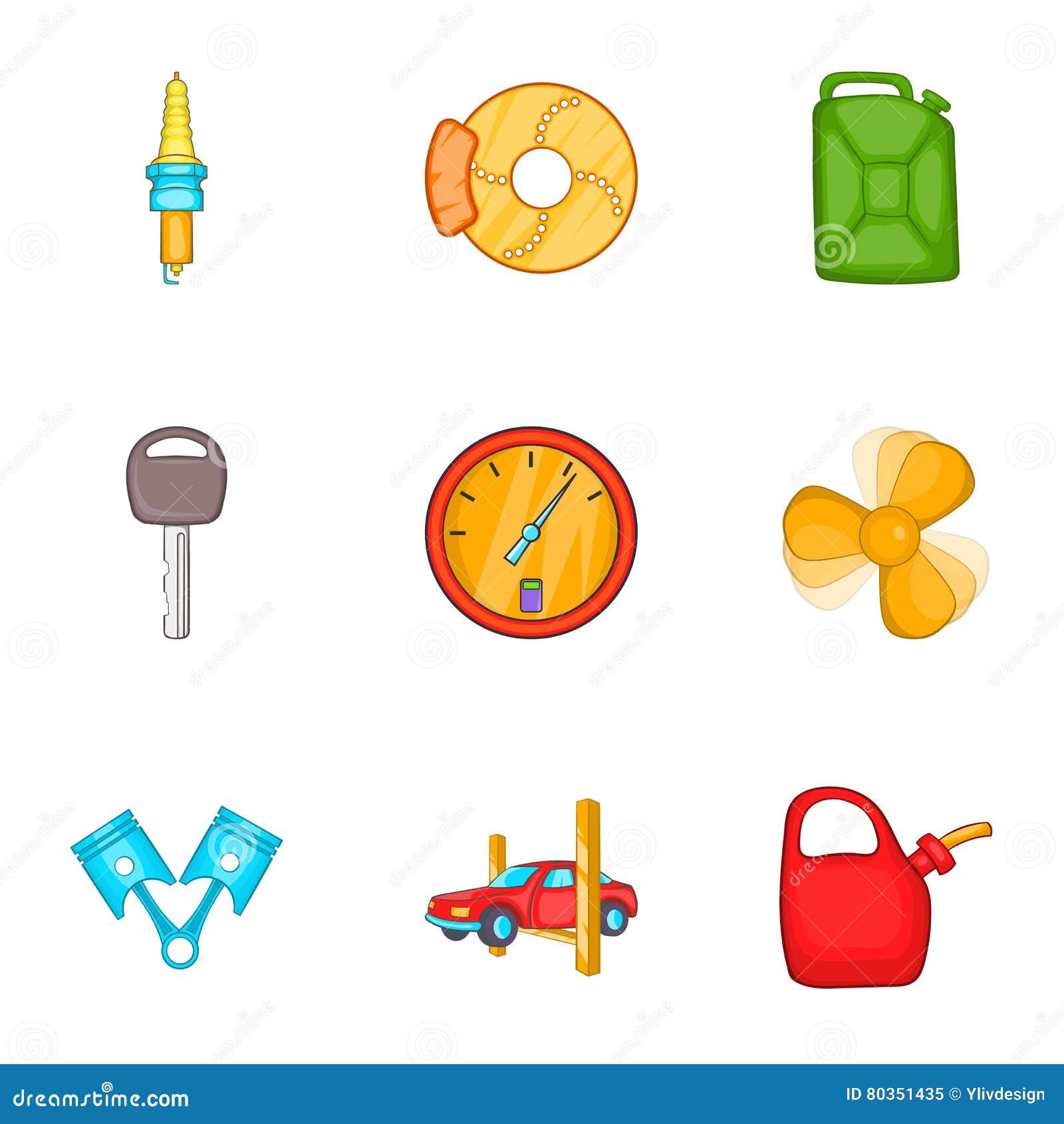 Repair Machine Icons Set, Cartoon Style Stock Vector - Illustration of ...