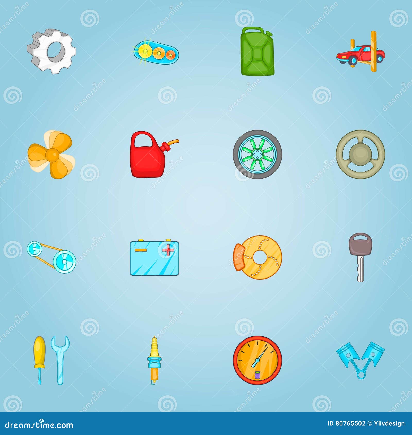 Repair Machine Icons Set, Cartoon Style Stock Vector - Illustration of ...