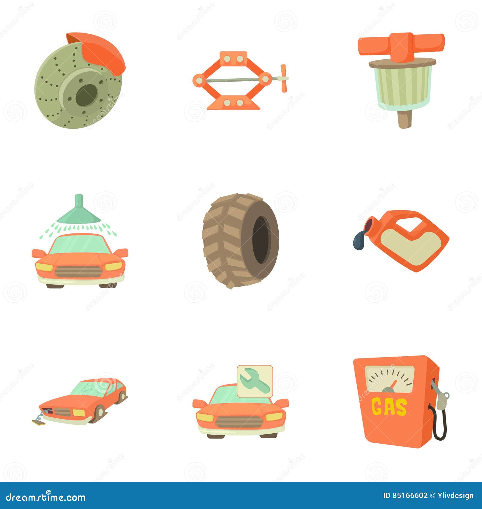 Repair Machine Icons Set, Cartoon Style Stock Vector - Illustration of ...