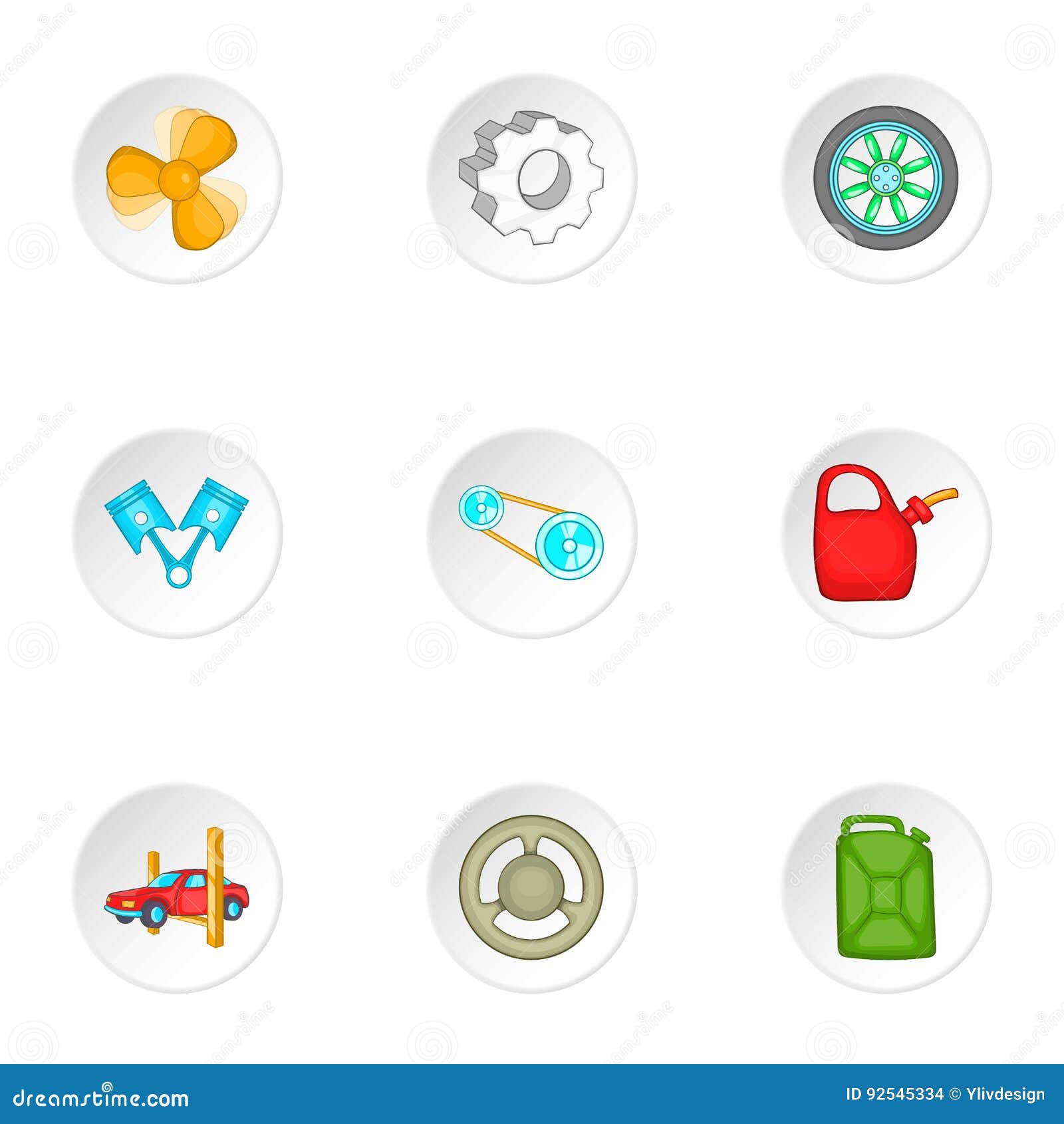 Repair Machine Icons Set, Cartoon Style Stock Vector - Illustration of ...