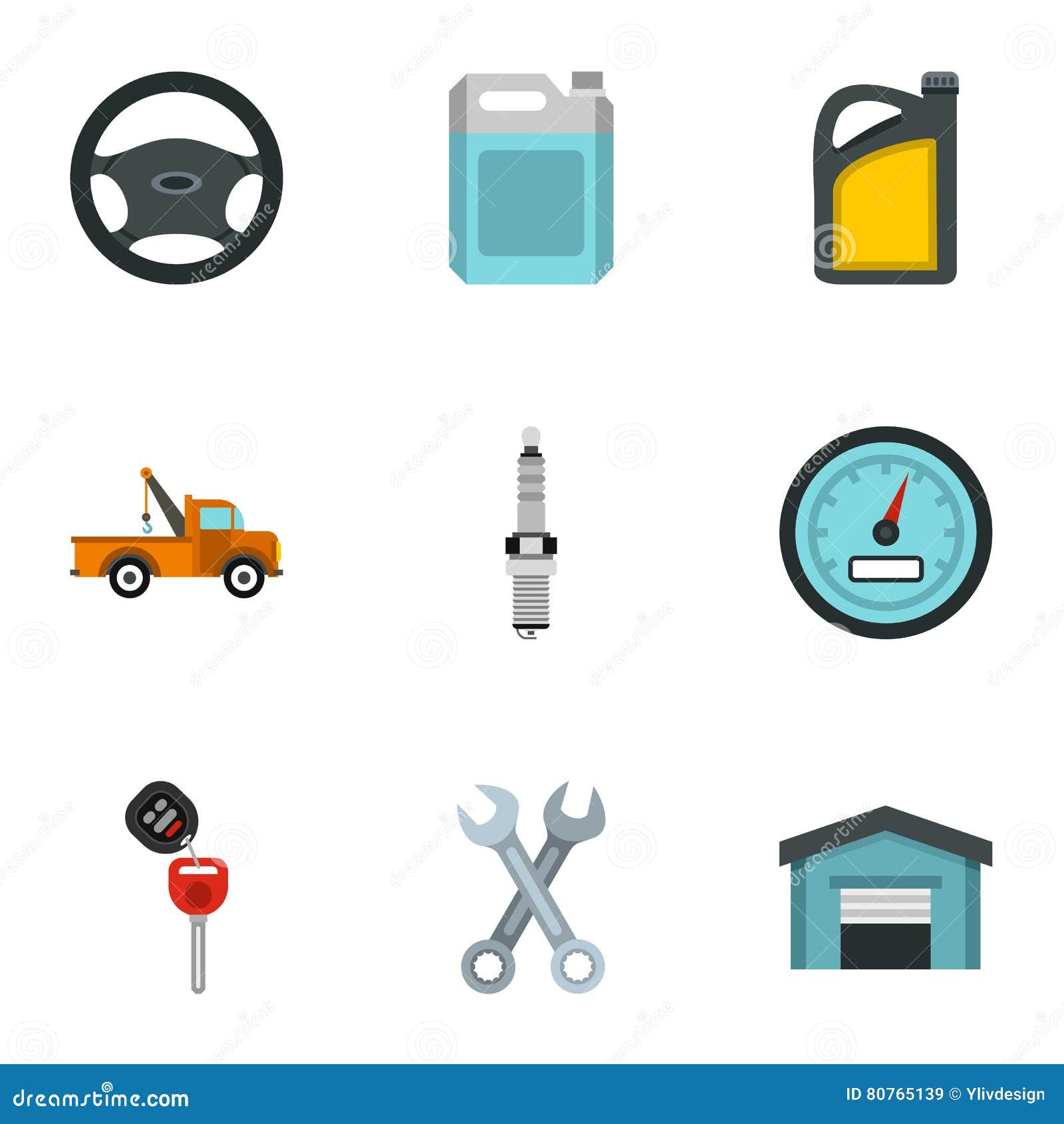 Repair Machine Icons Set, Flat Style Cartoon Vector | CartoonDealer.com ...
