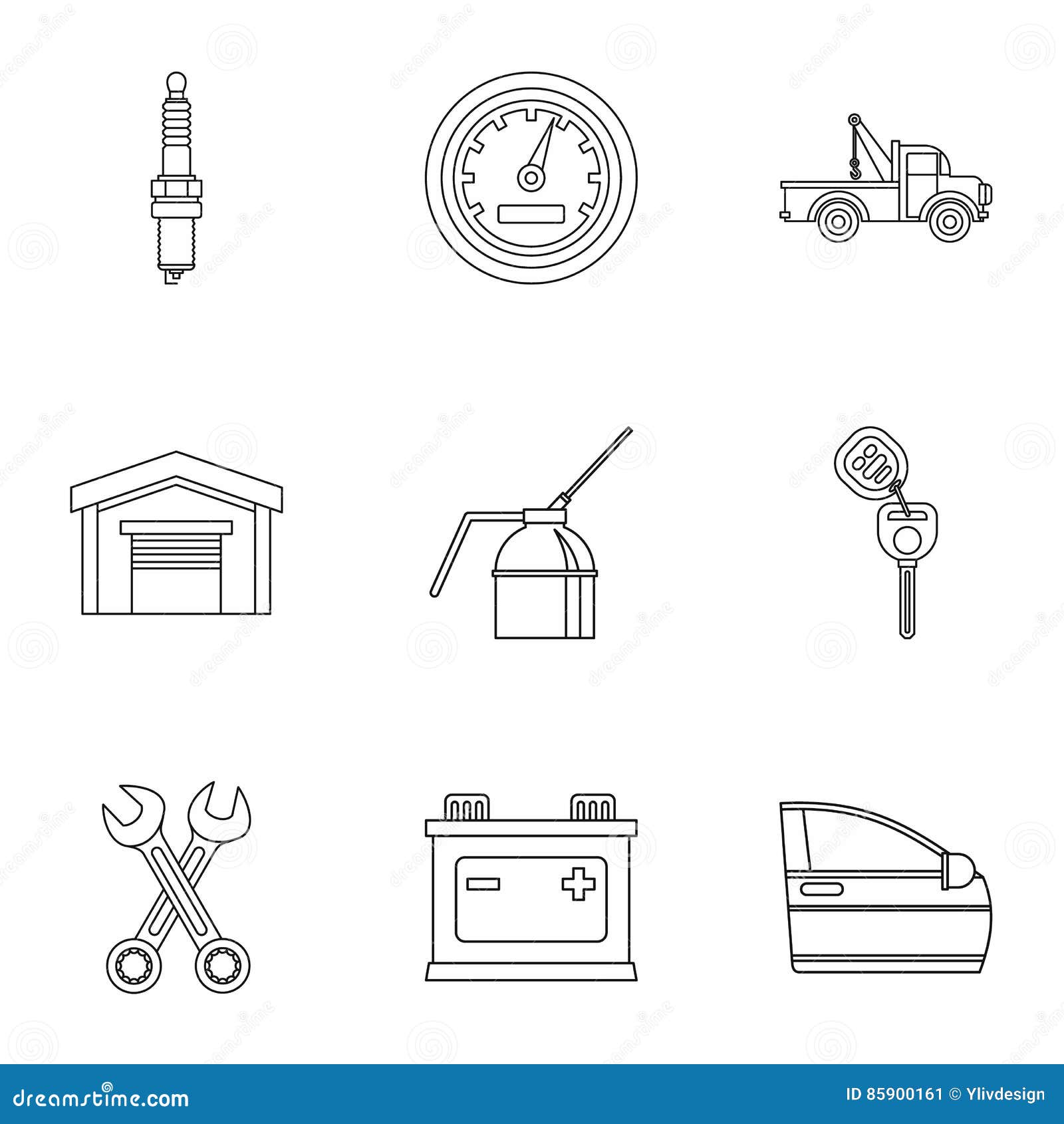 Repair Machine Icons Set, Outline Style Stock Vector - Illustration of ...