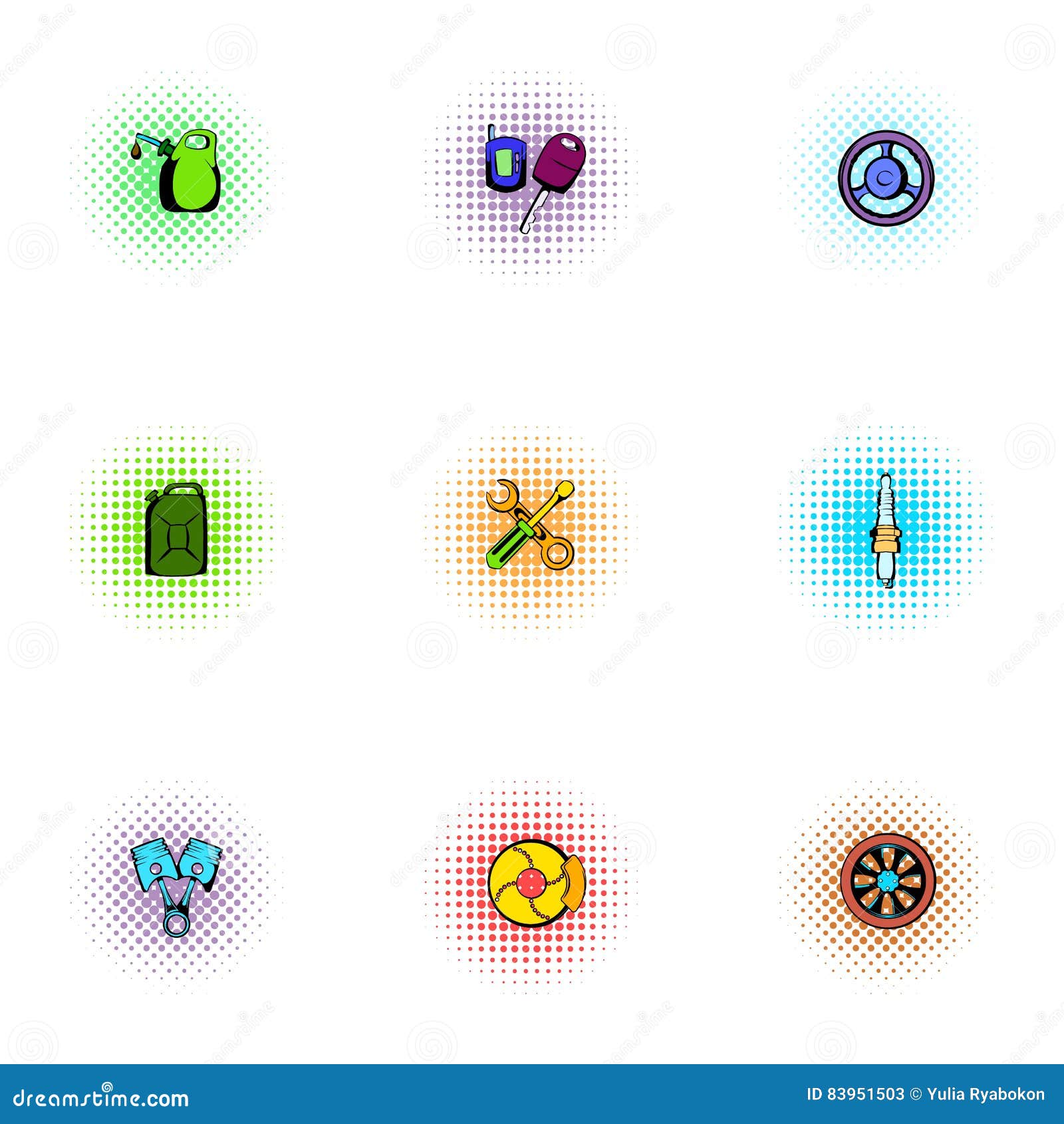 Repair Machine Icons Set, Pop-art Style Stock Vector - Illustration of ...