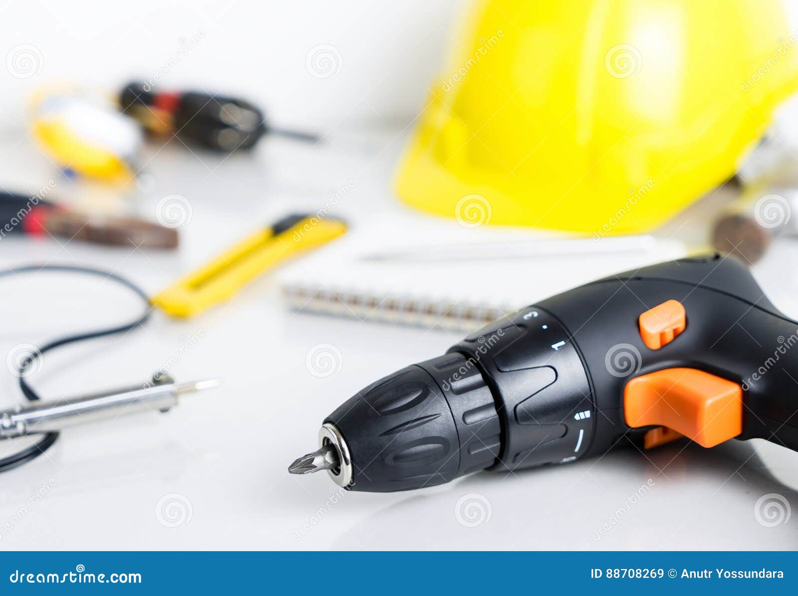 Repair Man, Construction Worker Tools on White Background. Stock Image ...