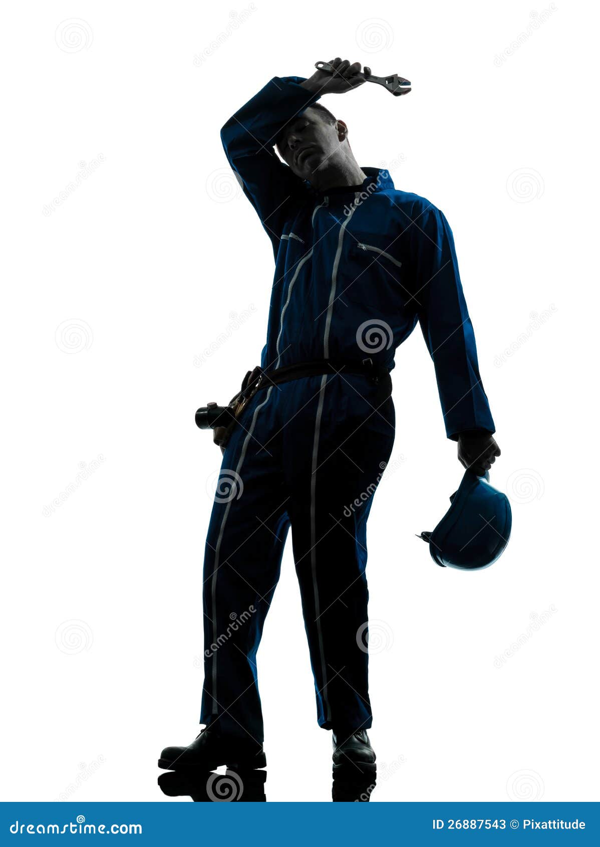 Repair Man Worker Tired Fatigue Silhouette Stock Image - Image of ...