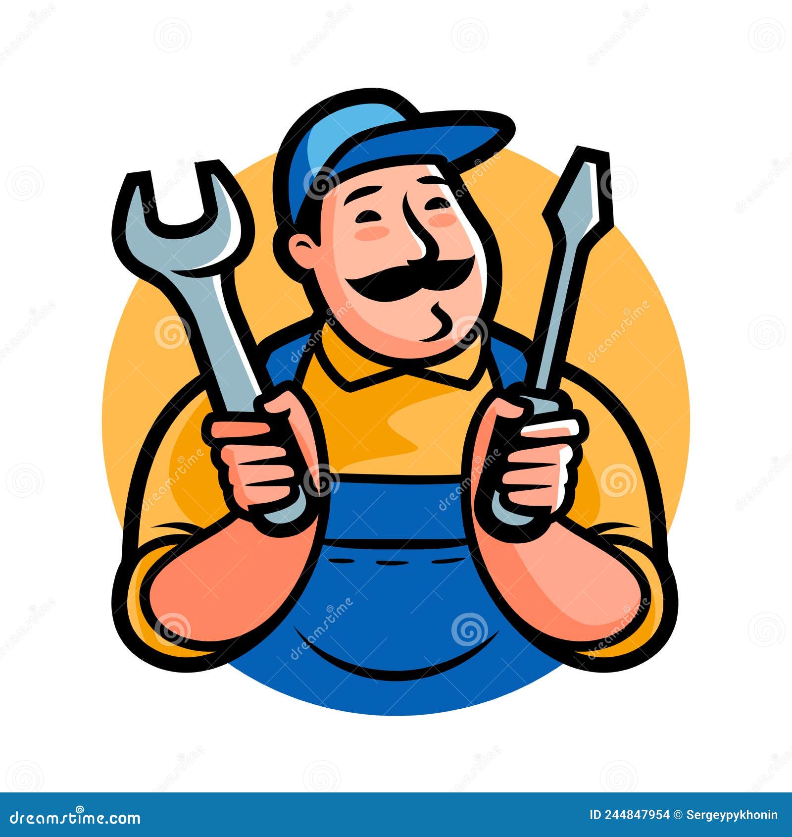 3D Logo. Mechanic With Wrench And Tyre Stock Illustration ...