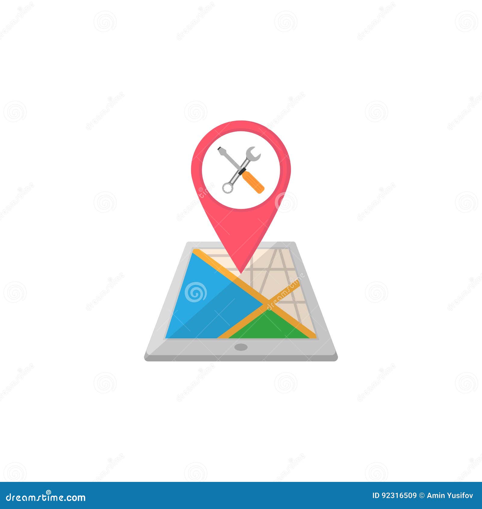 Repair Map Pointer Flat Icon, Mobile Gps Stock Vector - Illustration of ...
