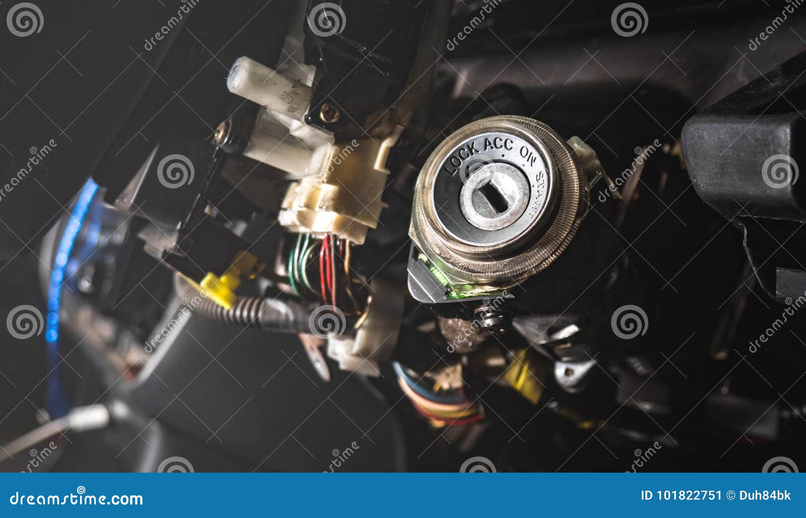 Engine Start Key Hole of a Old Car Stock Image - Image of drive, lock ...
