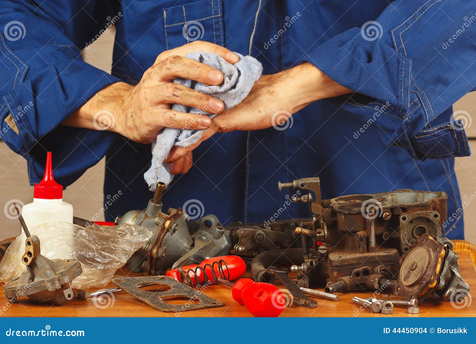 Repair of Old Parts of Automotive Engine in Workshop Stock Photo ...