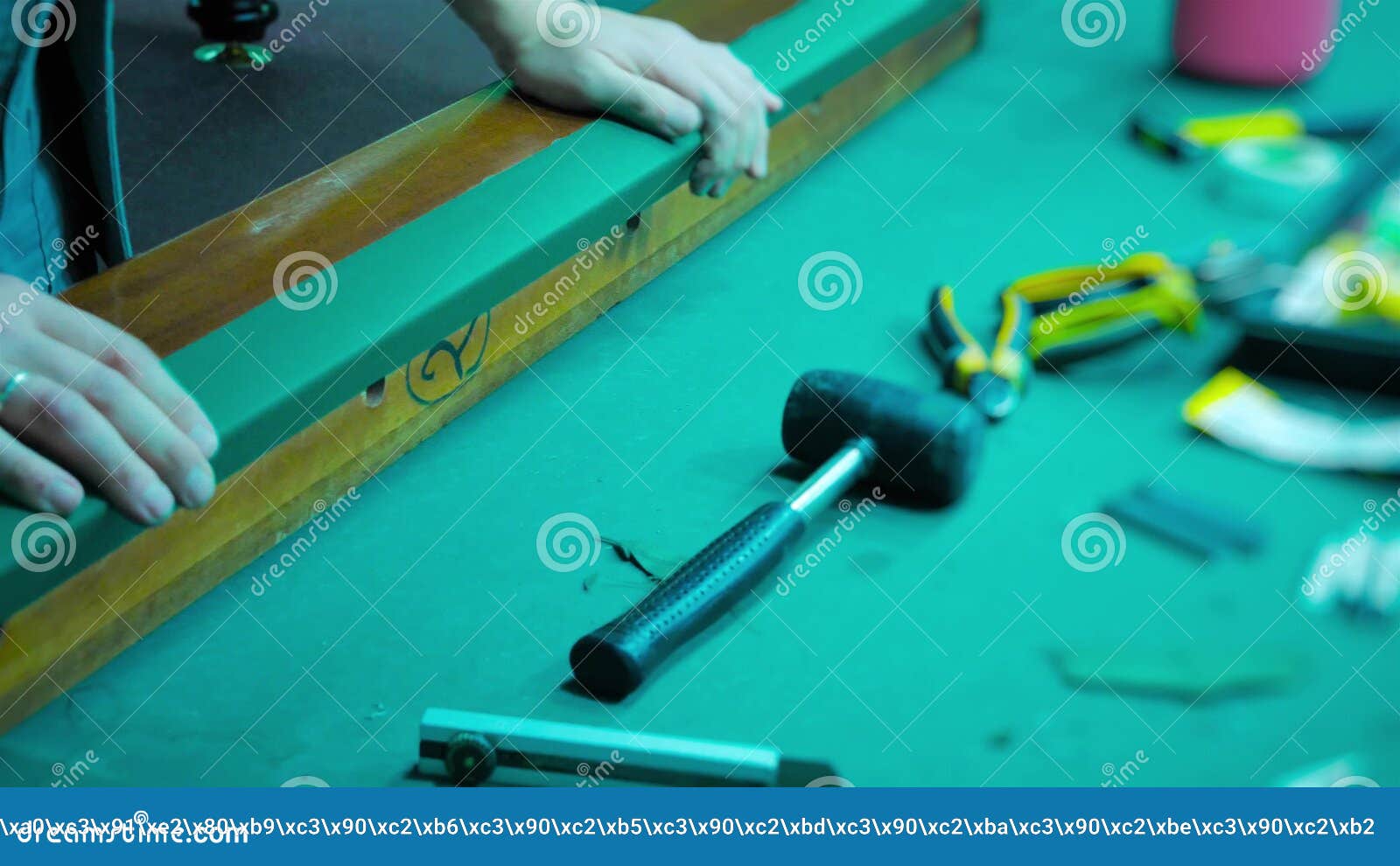 Repair, Padding and Assembly Master for Billiard Tables. Stock Footage ...