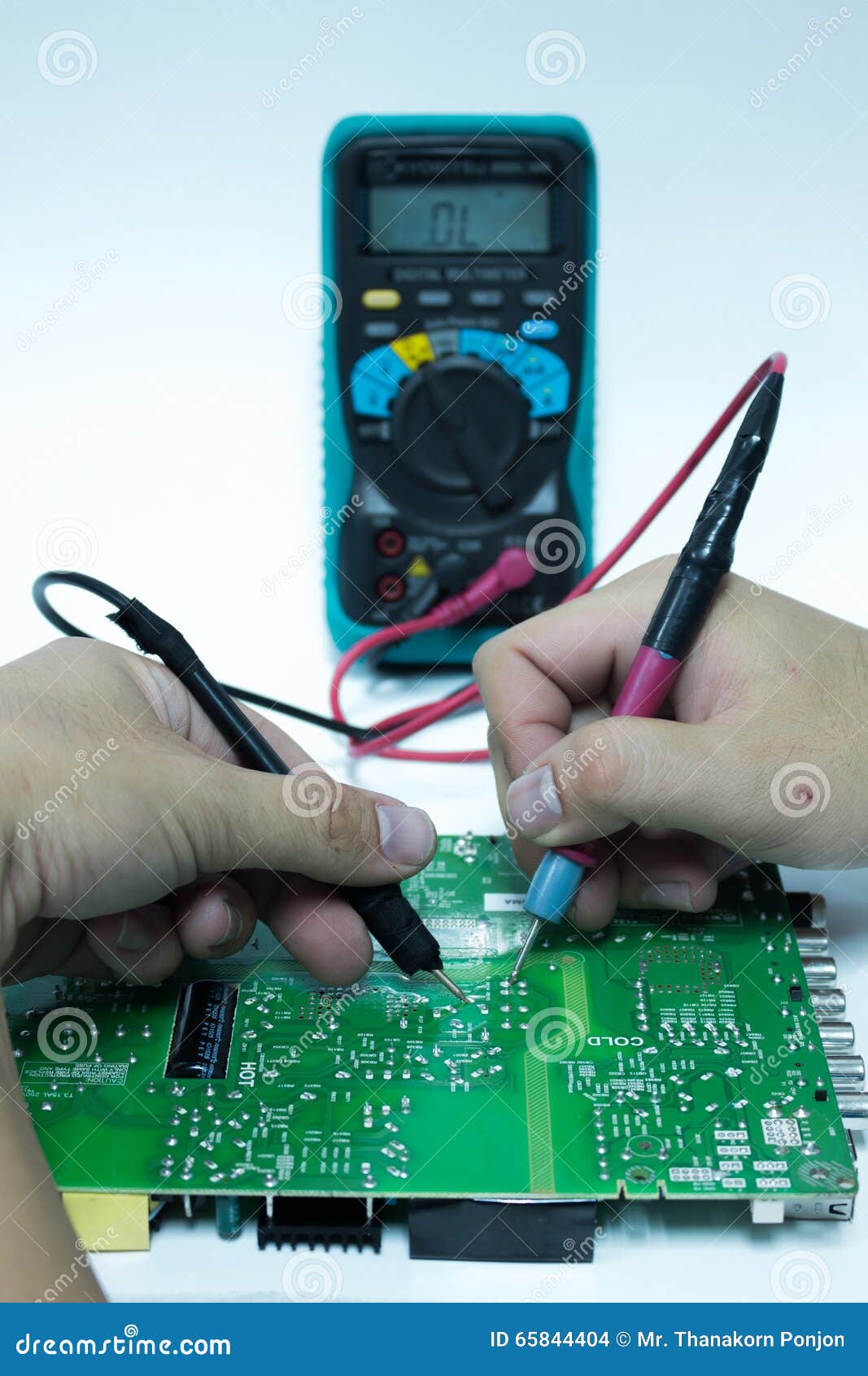 Repair PCB board stock photo. Image of digital, multimeter - 65844404