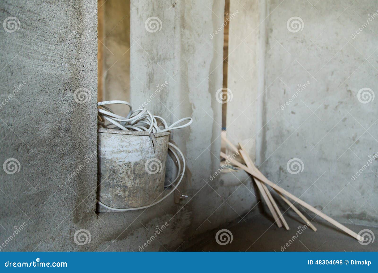 Repair plaster wall wire stock photo. Image of electric - 48304698