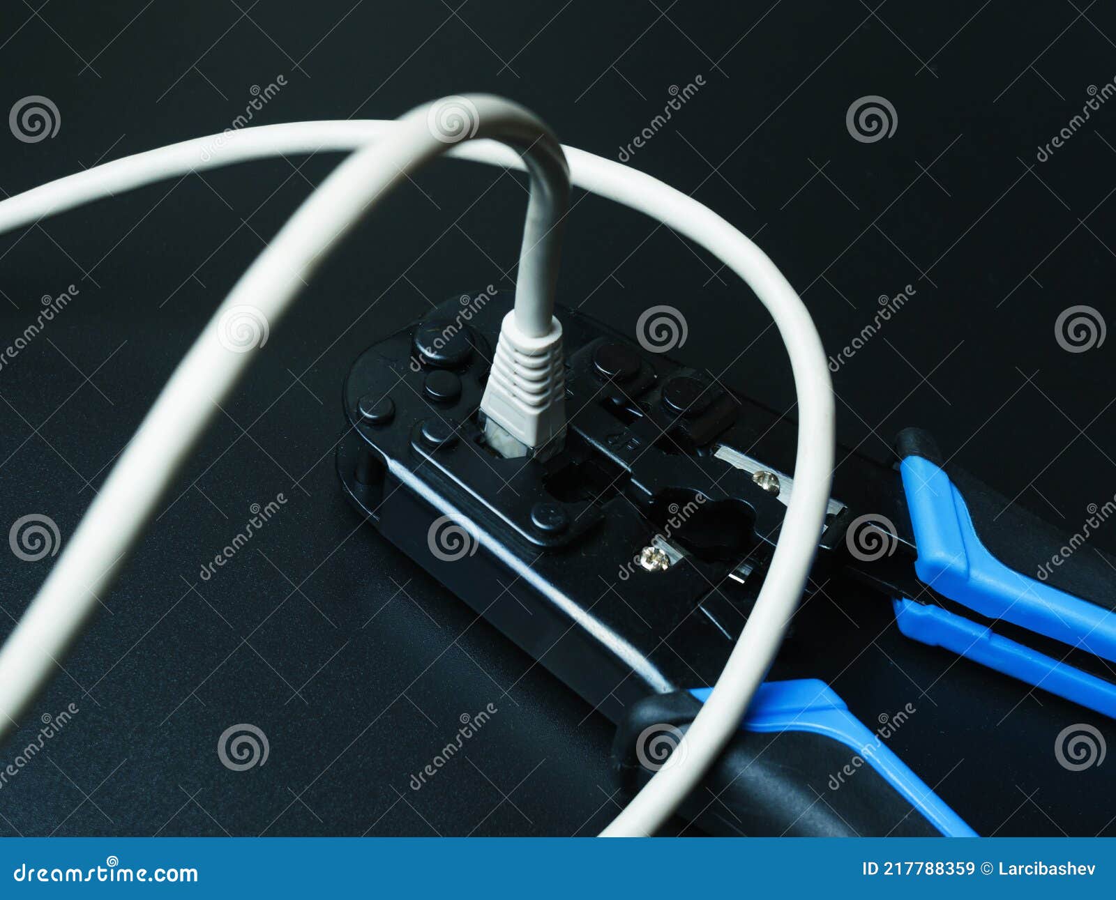 Repair Process of Rj45 Cable Connection. Stock Image - Image of network ...