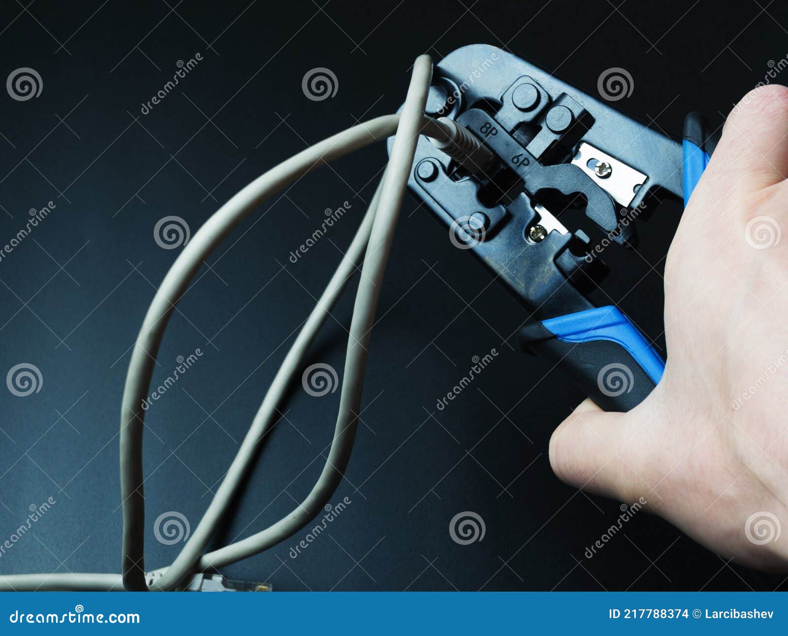 Repair Process of Rj45 Cable Connection. Stock Photo - Image of ...