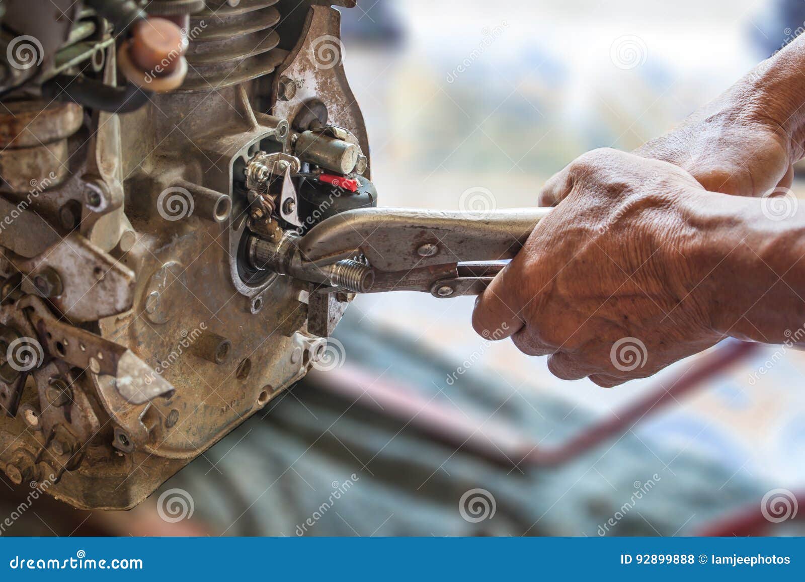 Repair Pump Machine on Hands, Selective Focus Stock Photo - Image of ...